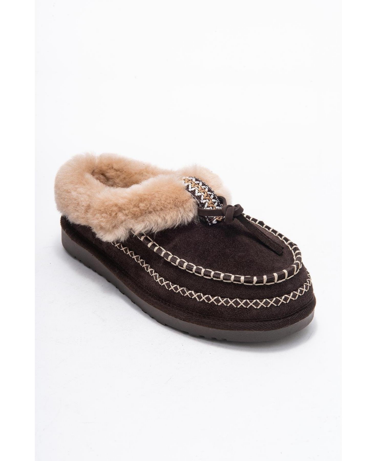 Click here for Noriel Leather Moccasin Slippers (Women) - Brown s... prices