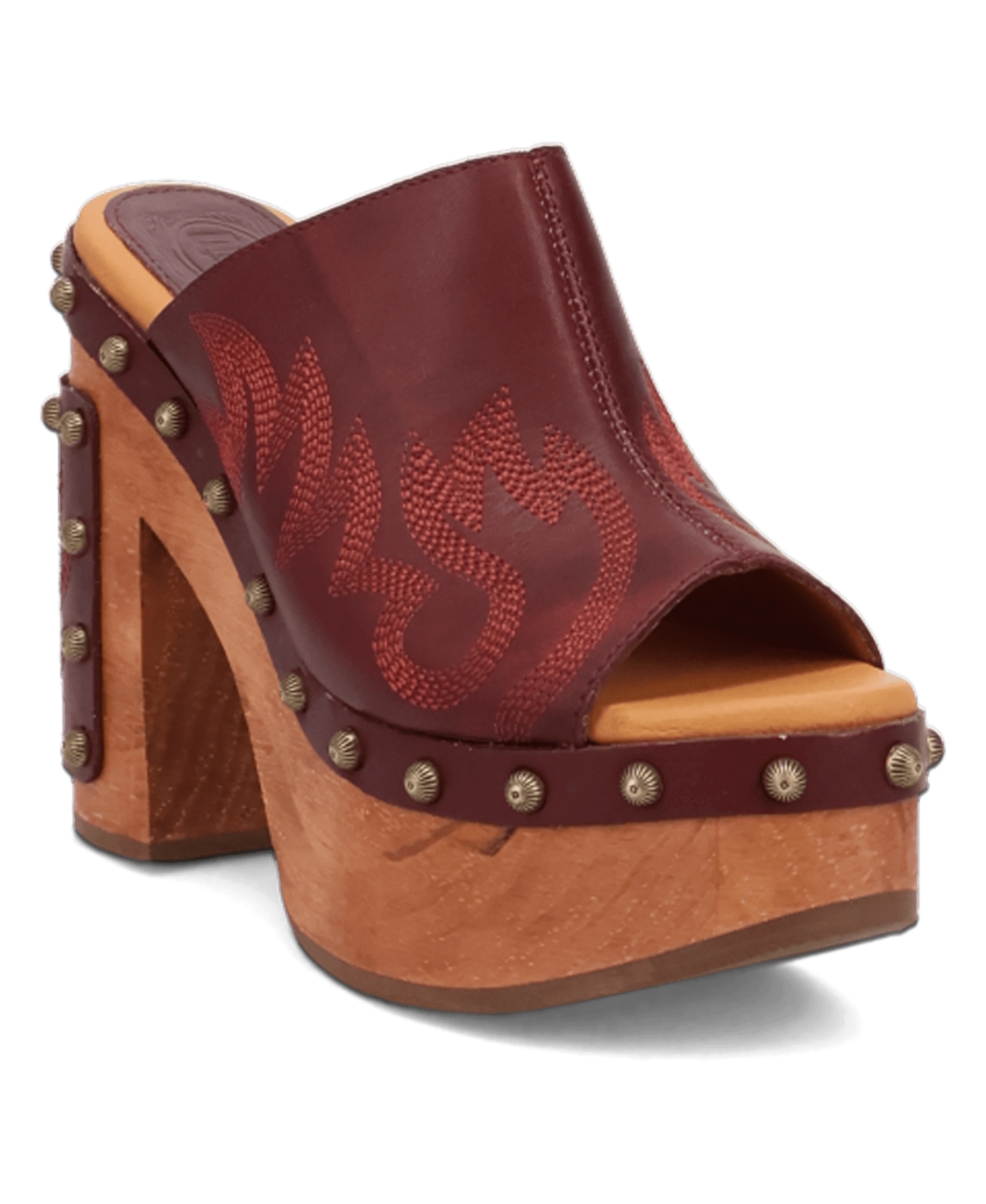 Click here for Dingo Womens Free Spirit Wooden Sandal - Merlot prices