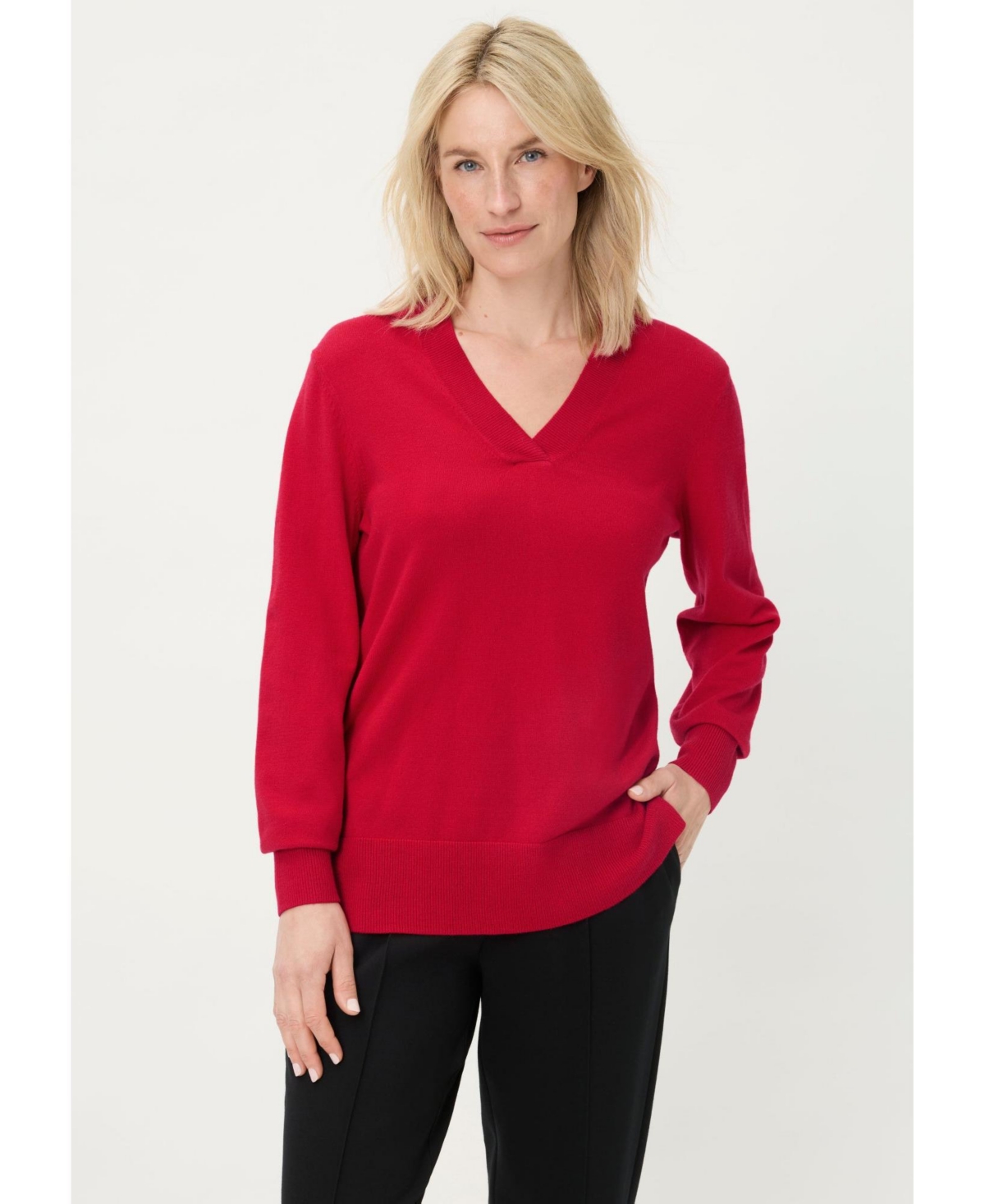Click here for Olsen Womens V-Neck Sweater - True red prices