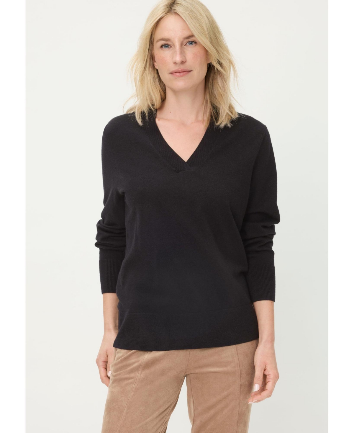 Click here for Olsen Womens V-Neck Sweater - Black prices