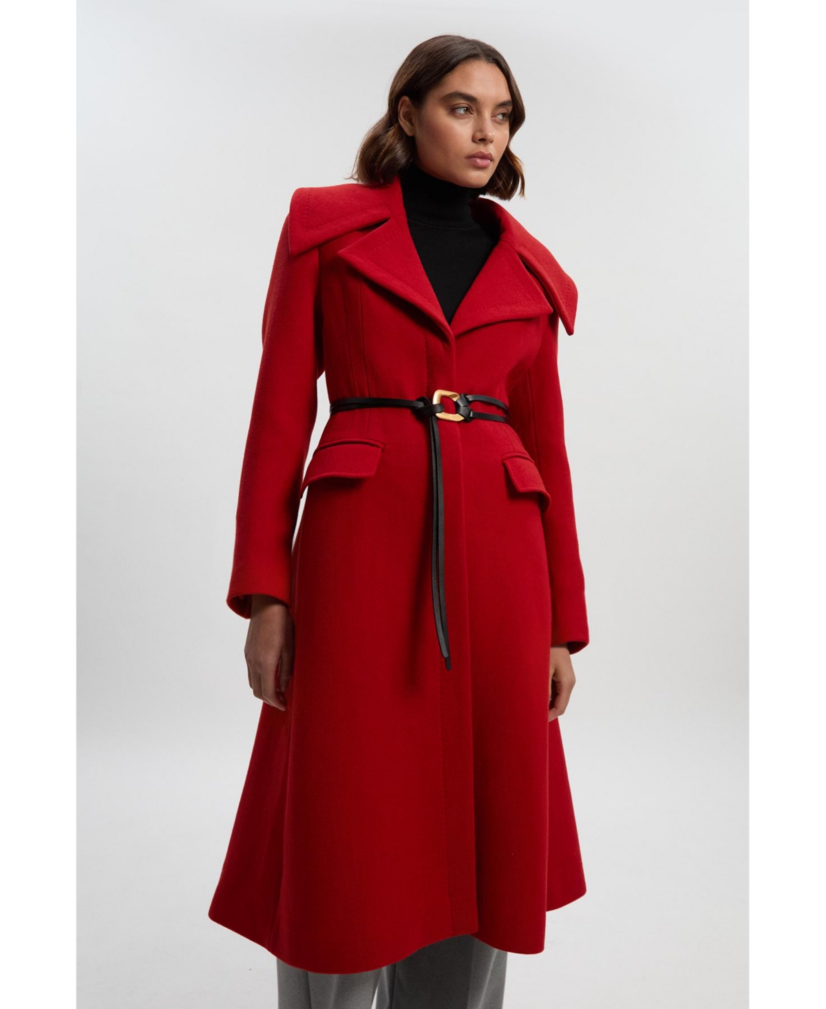 Click here for Karen Millen Womens Wool Shawl Collar Belted Midi... prices