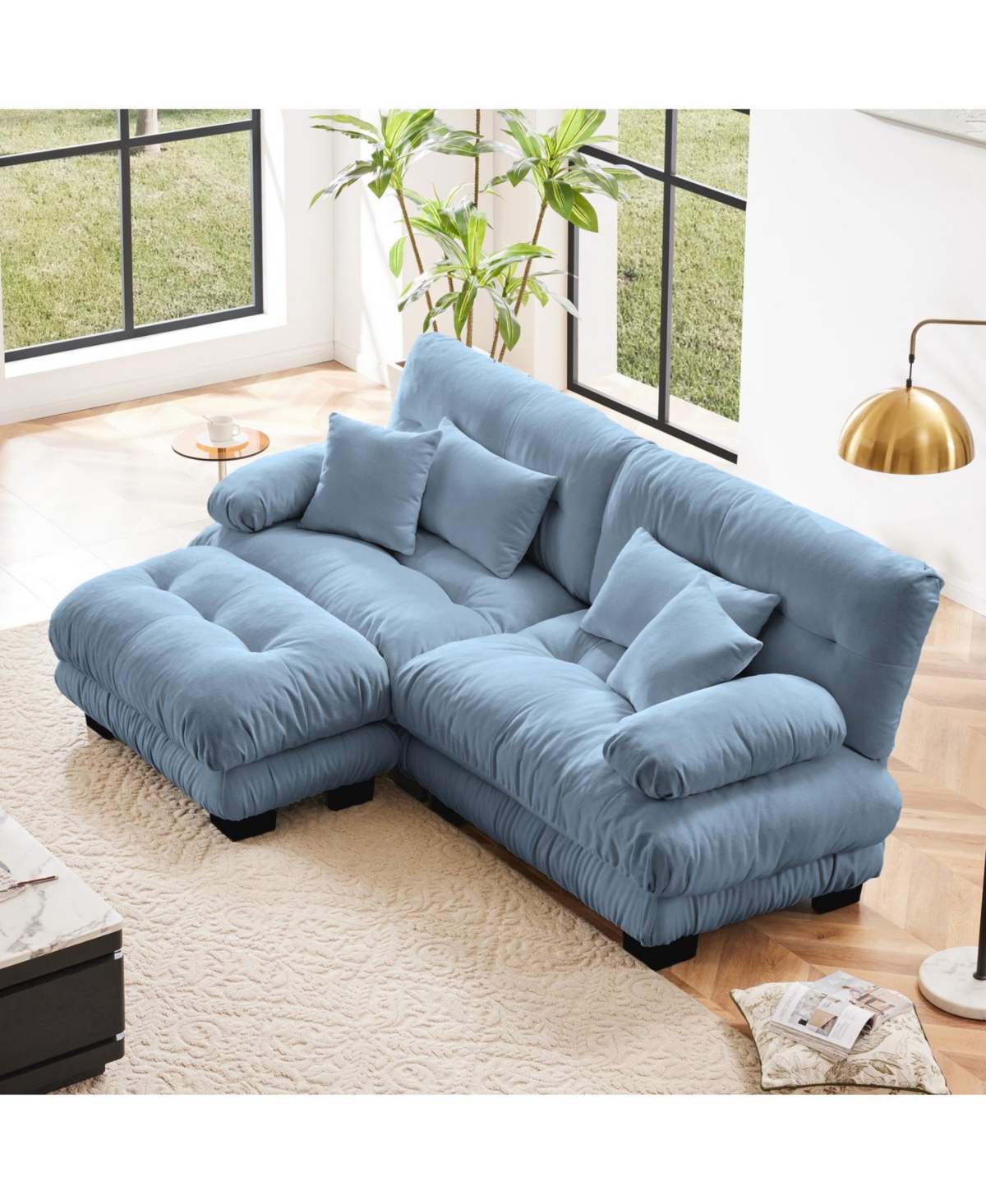 Click here for Streamdale Furniture Cloud Couch Chenille Blue Sec... prices