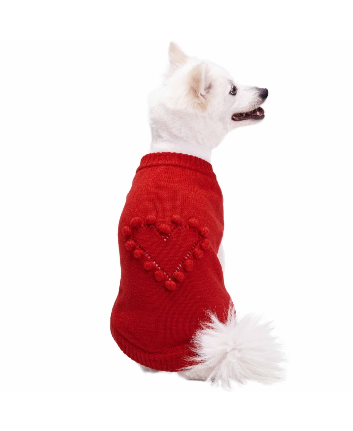 Click here for Blueberry Pet Pom-Pom Heart Dog Sweater - Hot pink... prices