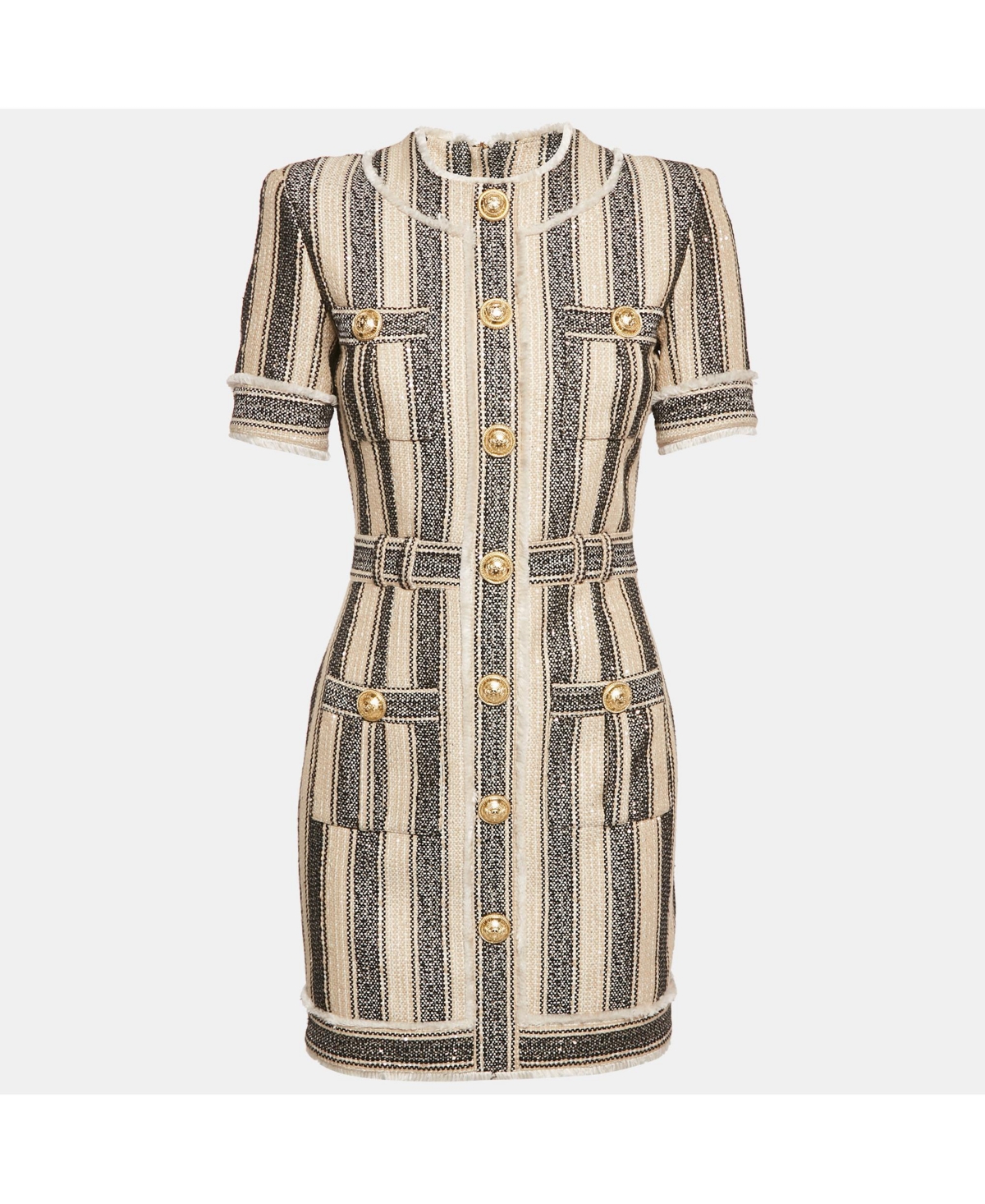 Click here for Pre-Owned Balmain Womens Beige/black Frayed Sequin... prices