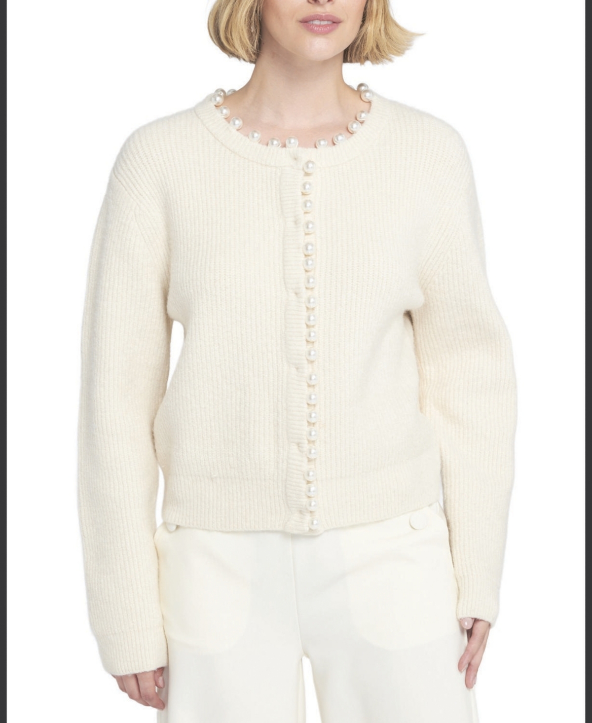 Click here for Elle Collection Womens Beaded Cardigan Cable Knit... prices