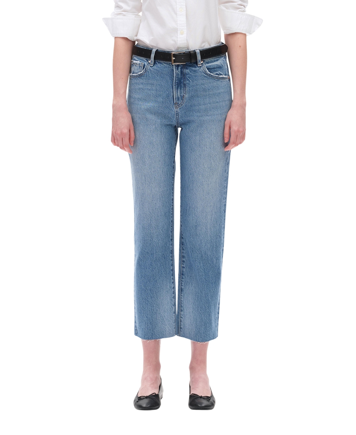 Click here for Bayeas Womens High-Rise Straight-Leg Cropped Raw-H... prices