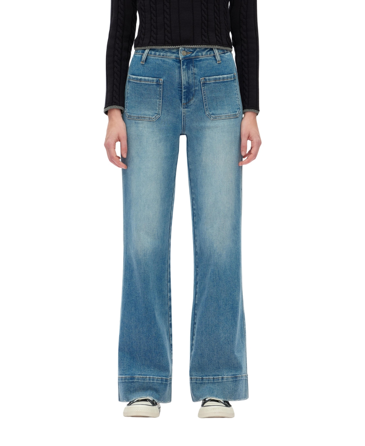 Click here for Bayeas Womens High-Rise Wide-Leg Vintage-Wash Fron... prices