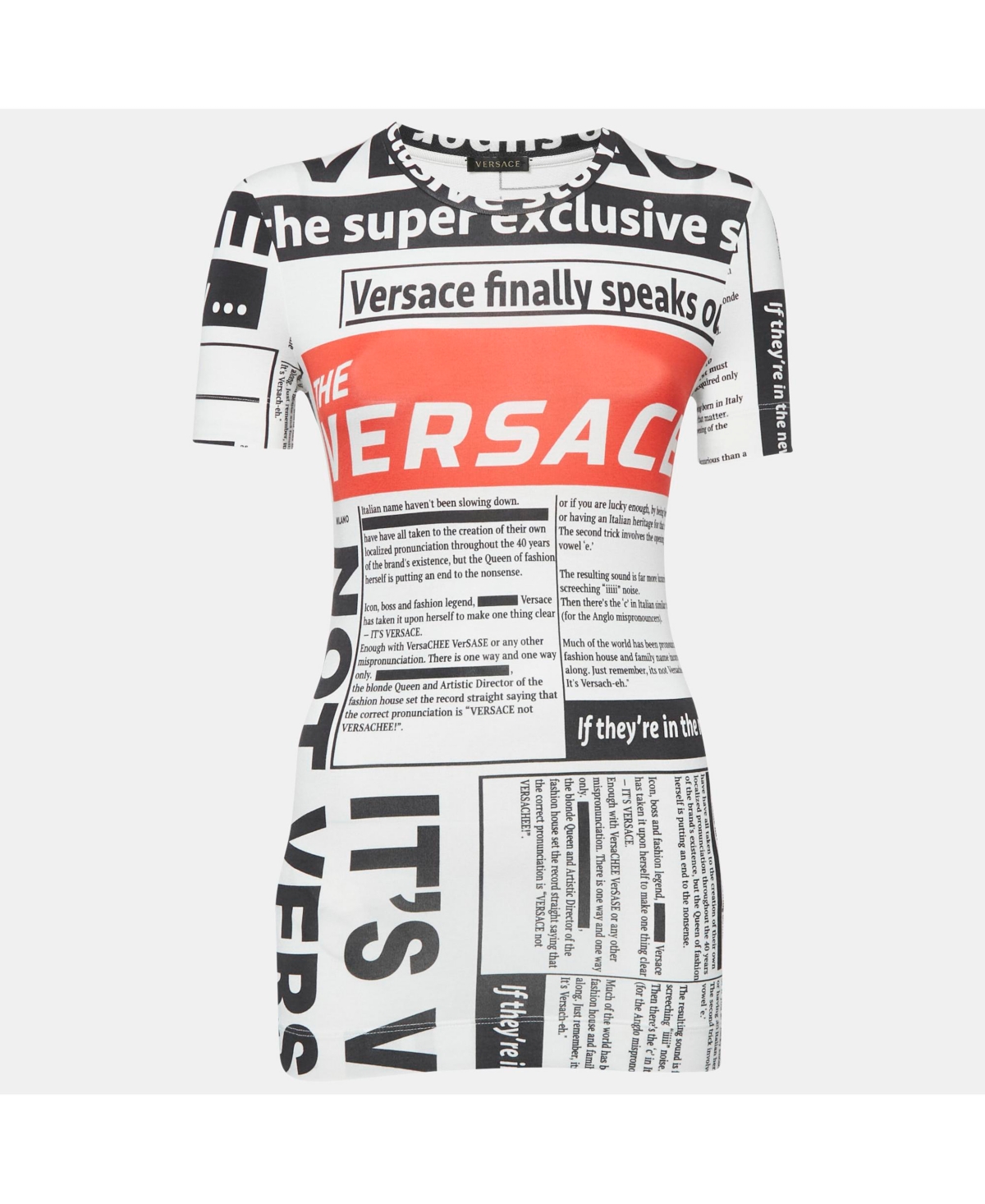 Click here for Pre-Owned Versace Womens White Newspaper Print Cot... prices