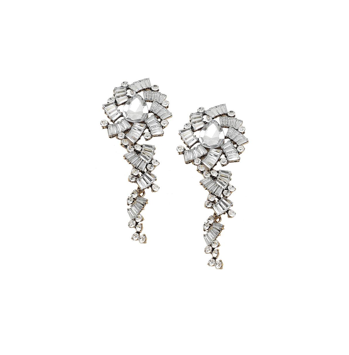 Click here for Sohi Womens Embellished Drop Earrings - Silver prices