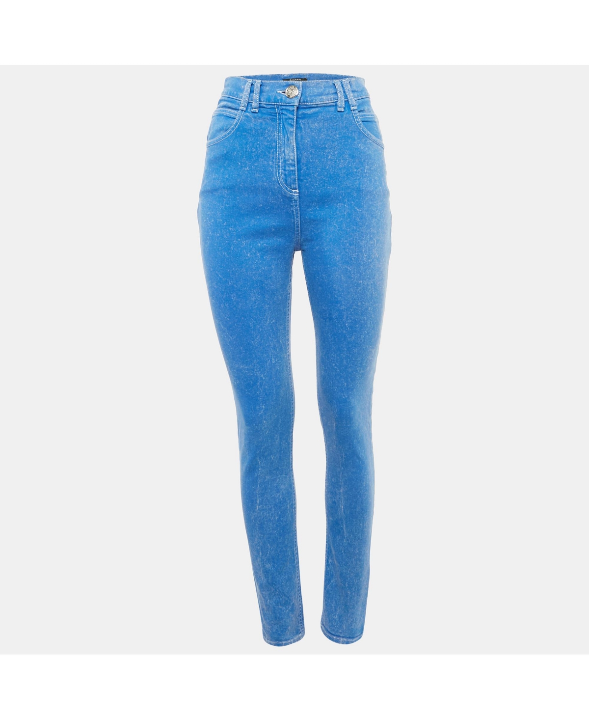 Click here for Pre-Owned Balmain Womens Blue Faded Denim Skinny J... prices