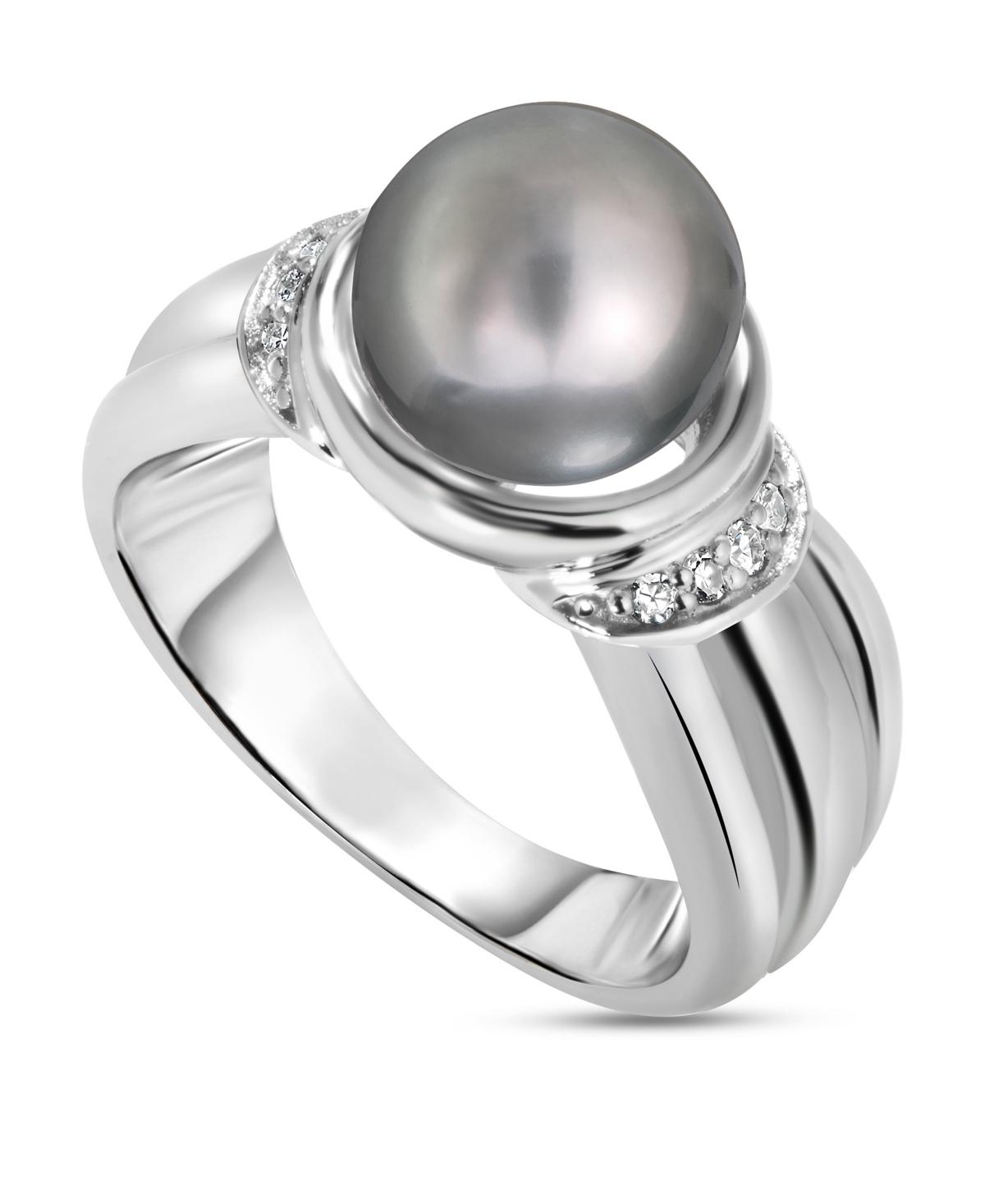 Click here for Tahitian Pearl (9mm) & Diamond (1/20 ct. t.w.) Rin... prices