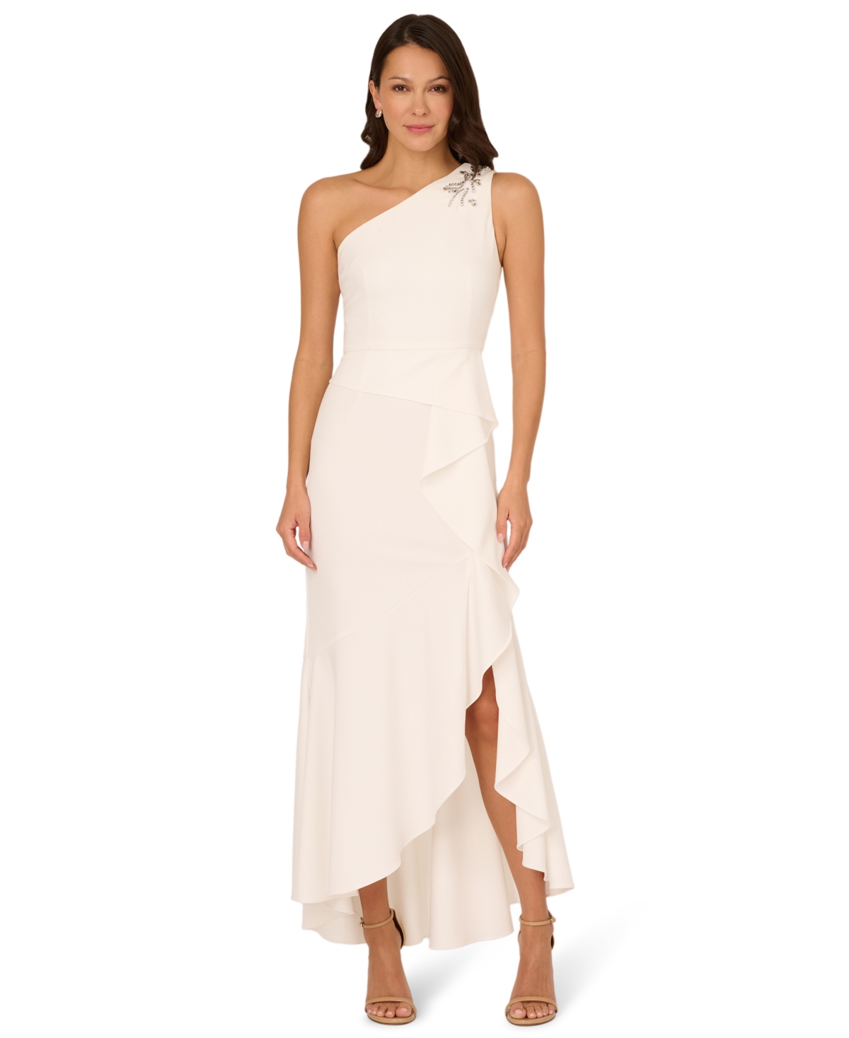 Click here for Adrianna Papell Womens Beaded One-Shoulder Gown -... prices