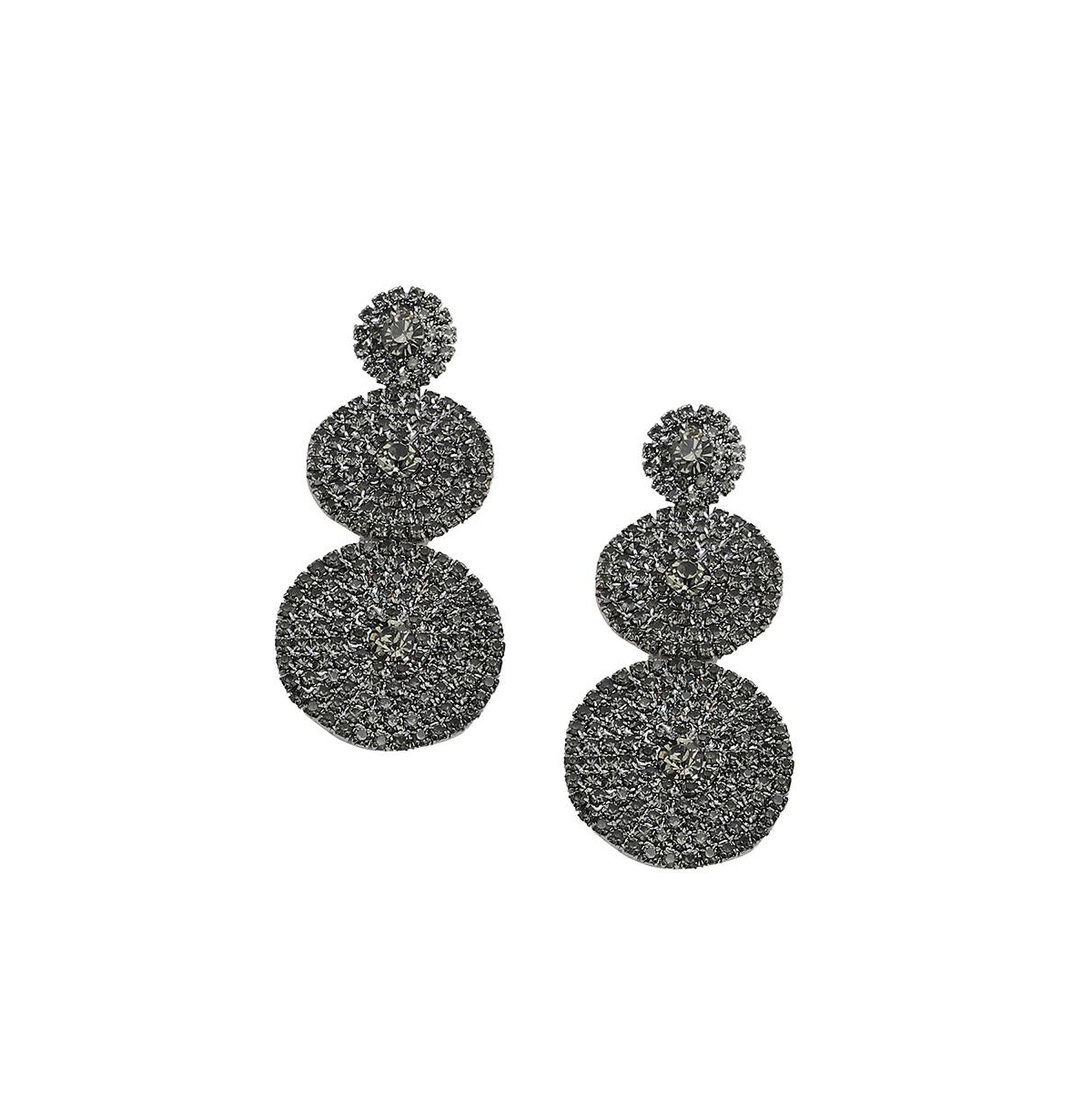 Click here for Sohi Womens Circular Cluster Drop Earrings - Black prices