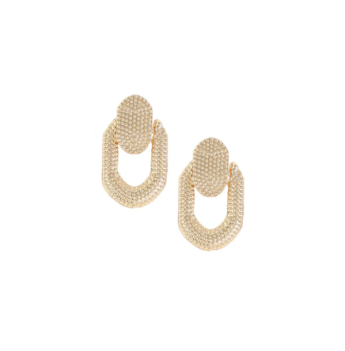 Click here for Sohi Womens White Dented Drop Earrings - Gold prices