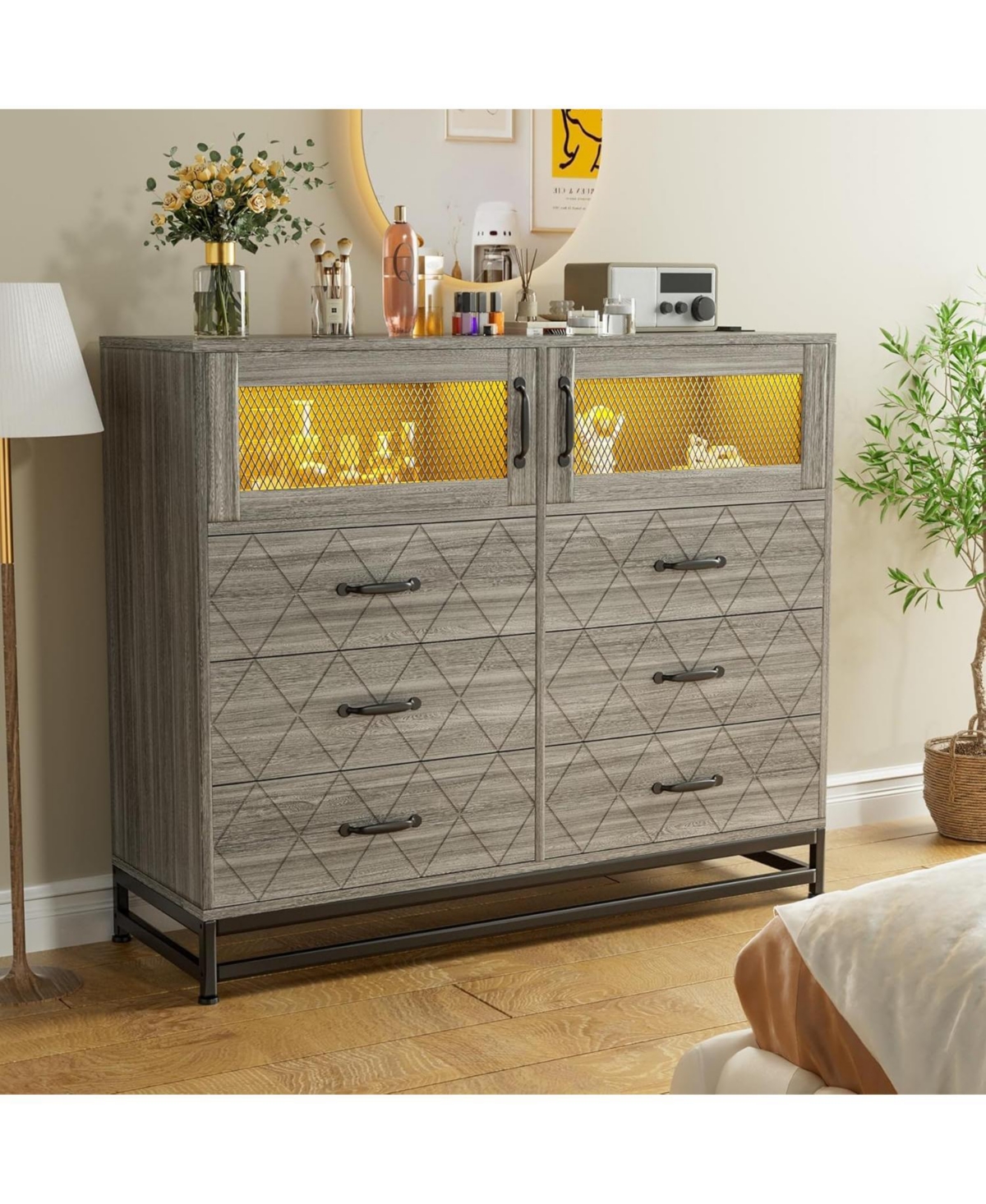 Click here for Gaomon 6-Drawer Wood Bedroom Dresser with Led Ligh... prices