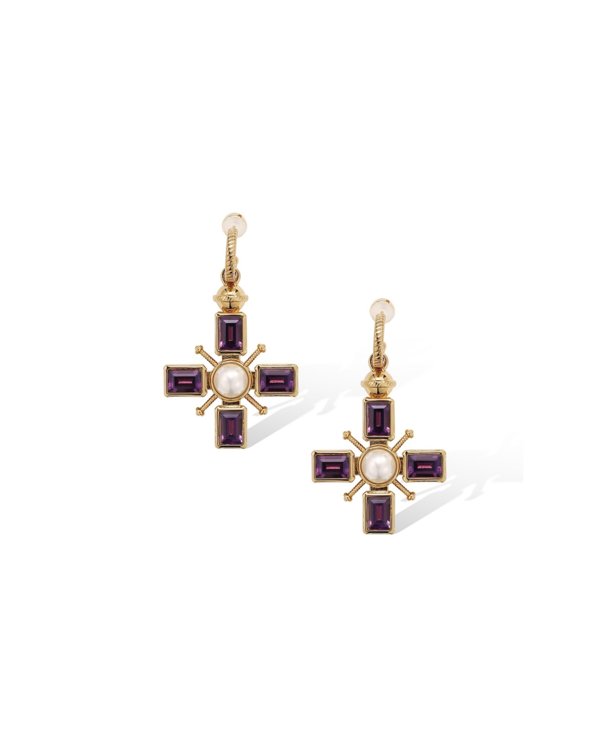 Click here for Retro Chic Byzantine Cross Earrings - Purple  gold... prices