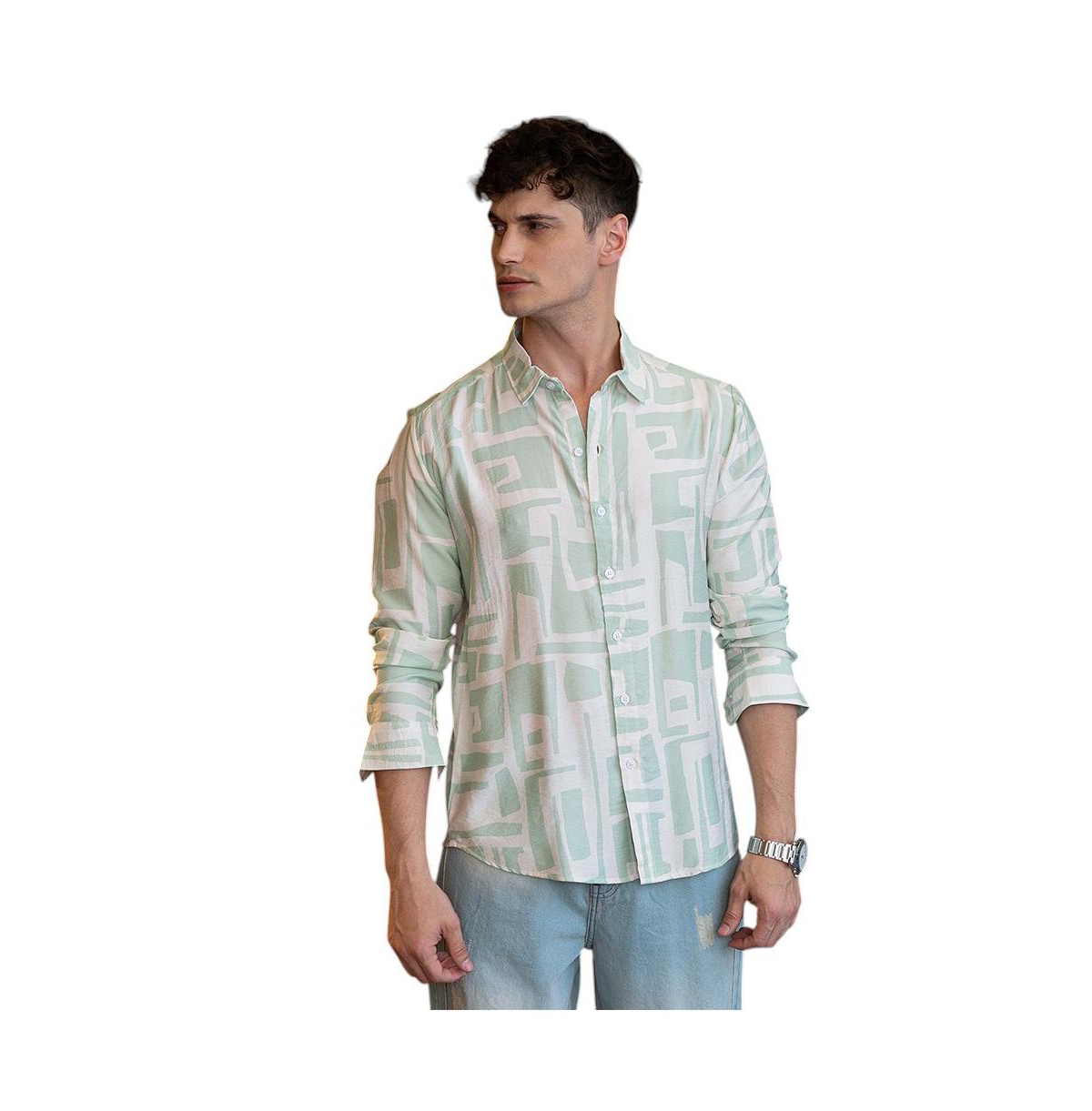 Click here for Campus Sutra Mens Abstract-Deco Regular Shirt - Wh... prices