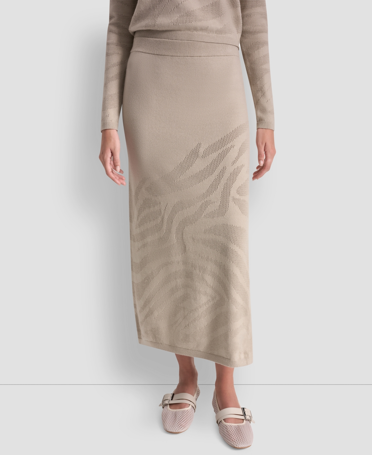 Click here for Dkny Jeans Womens Engineered Zebra Pointelle Skirt... prices