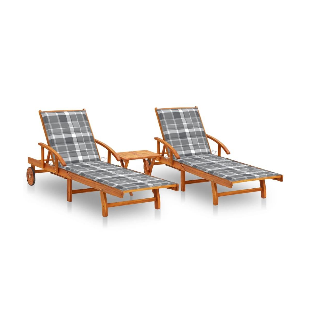 Click here for vidaXL Sun Loungers 2 pcs with Table and Cushions... prices