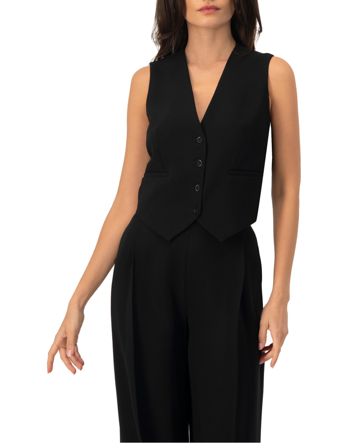 Click here for Ivonne Womens Tailored Sleeveless Vest with Button... prices