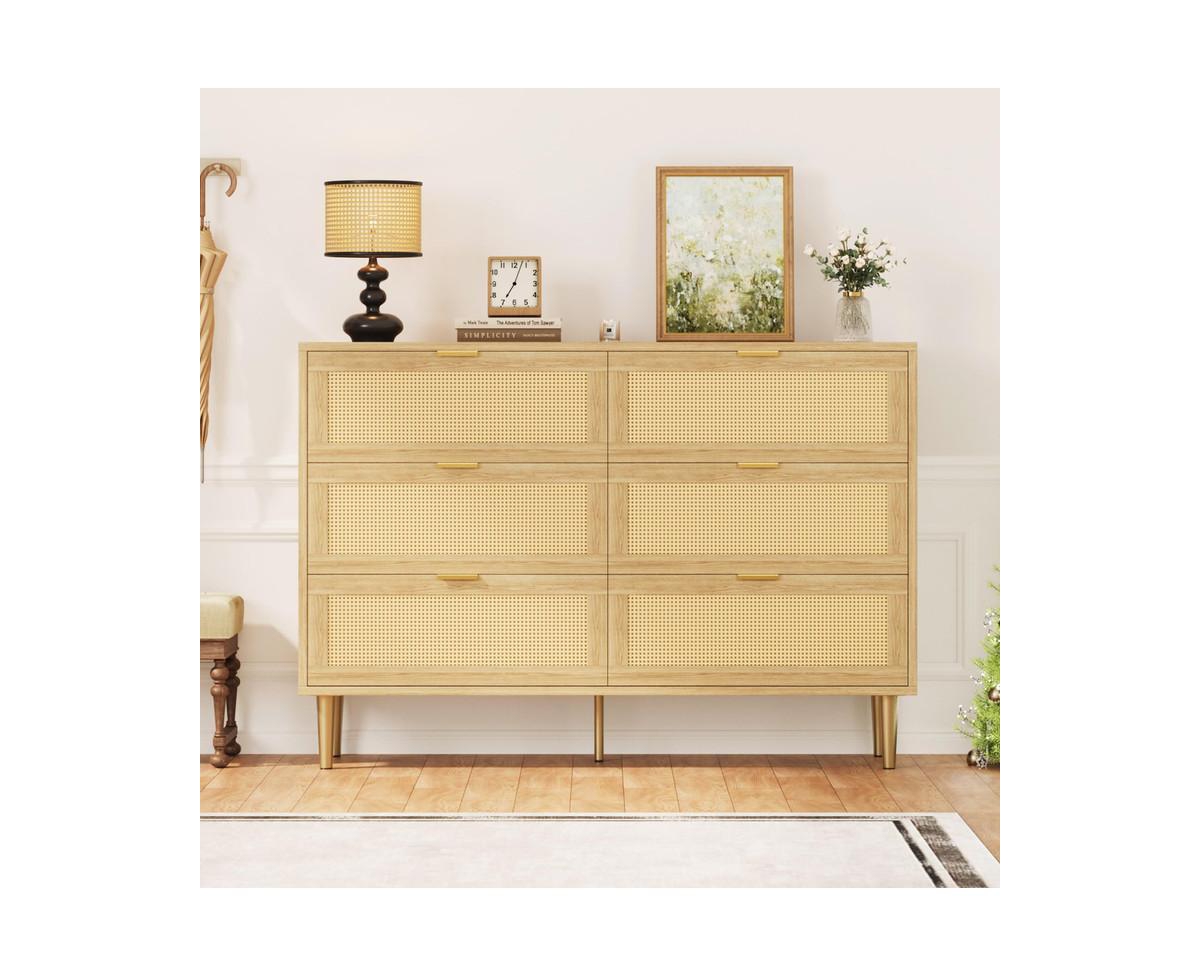 Click here for Natural Rattan 6 Drawer Dresser for Bedroom prices