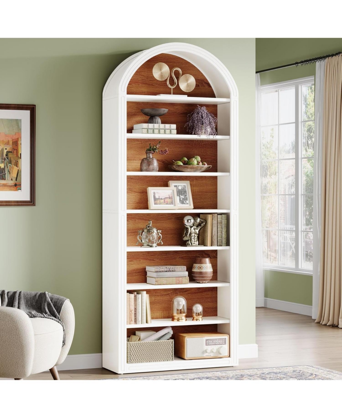 Click here for Tribesigns 78.7" Wood Modern White Arched Boo... prices