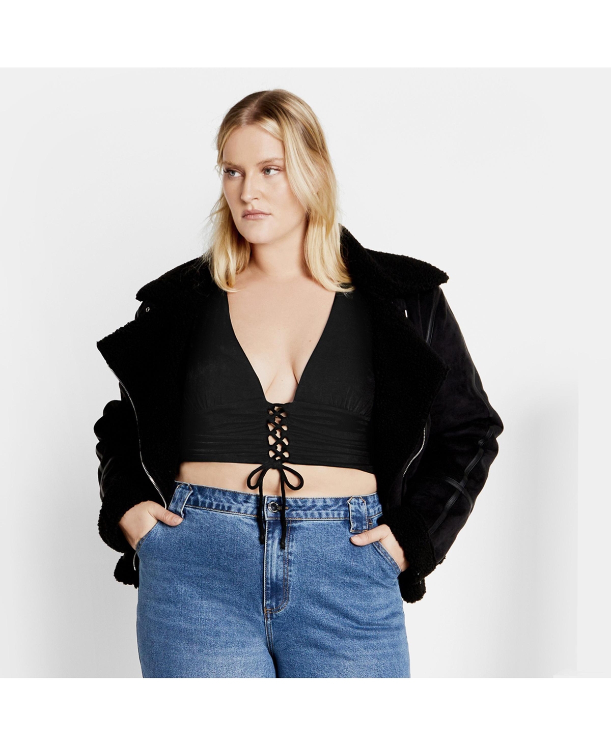 Click here for City Chic Womens Plus Size Baylee Top - Black prices