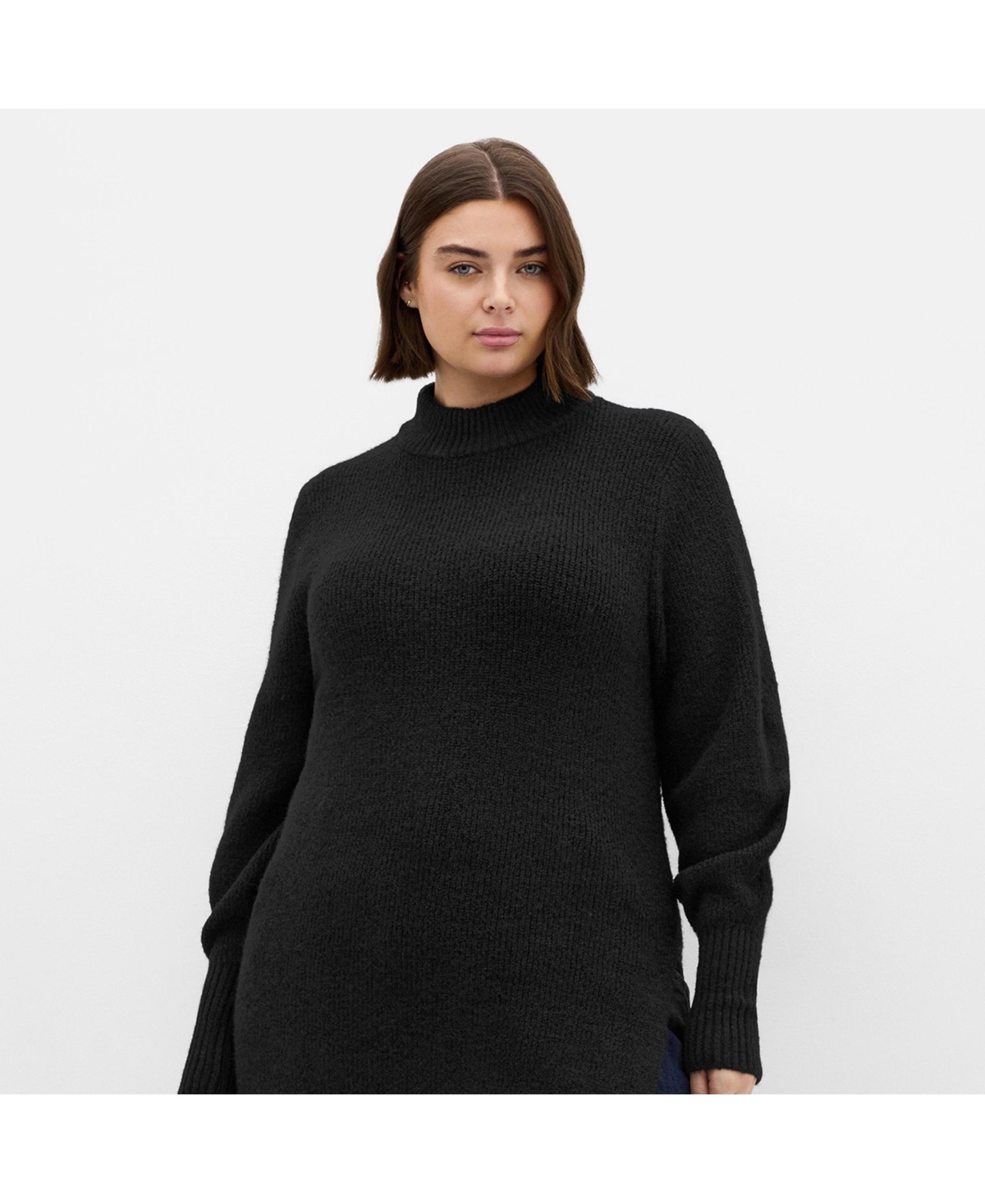Click here for City Chic Womens Longline Split Sweater - Black prices