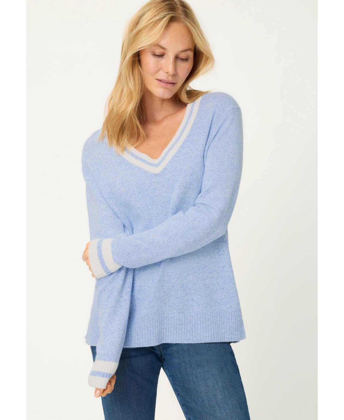 Click here for Olsen Womens V-Neck Sweater - Cloud blue mel. prices