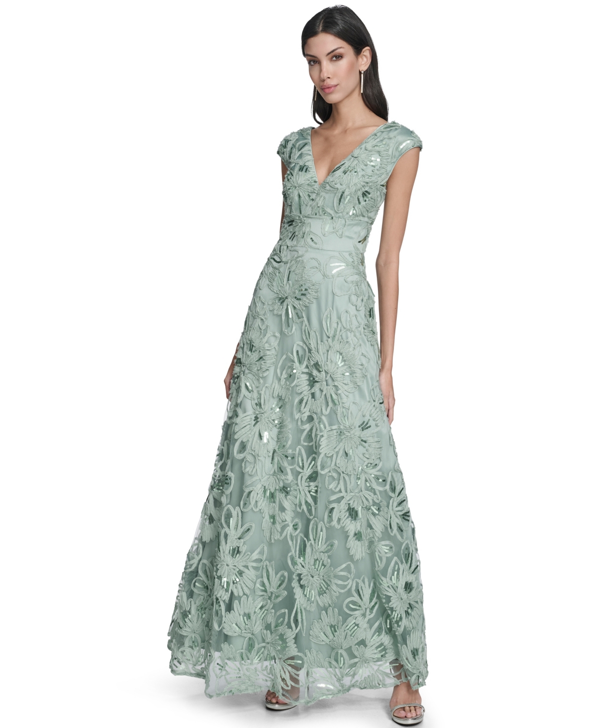 Click here for Eliza J Womens V-Neck Ball Gown - Sage prices