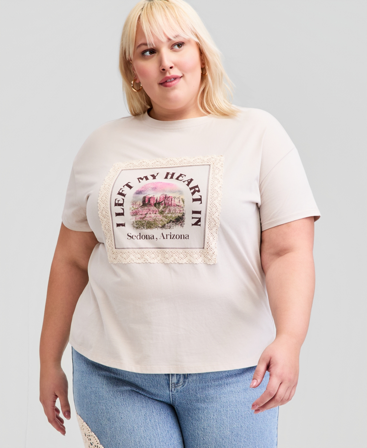 Click here for And Now This Trendy Plus Size Lace-Trim Graphic Pr... prices
