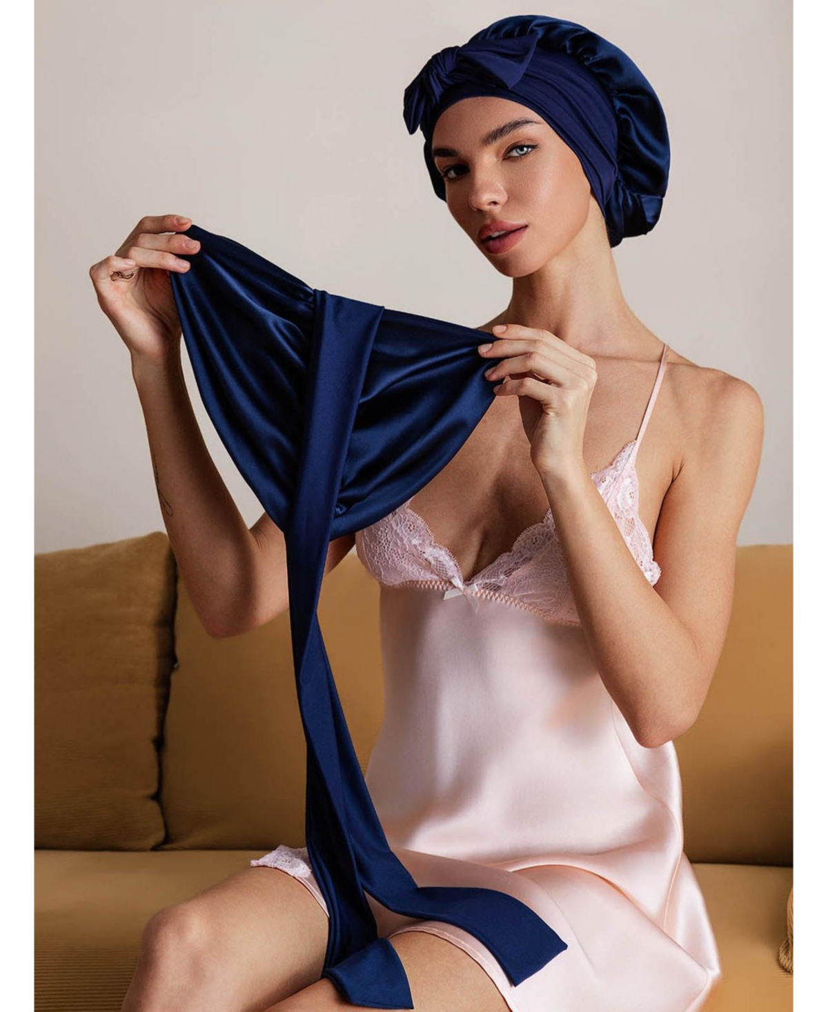 Click here for SilkSilky Pure Silk Double-layer Bonnet - With Adj... prices