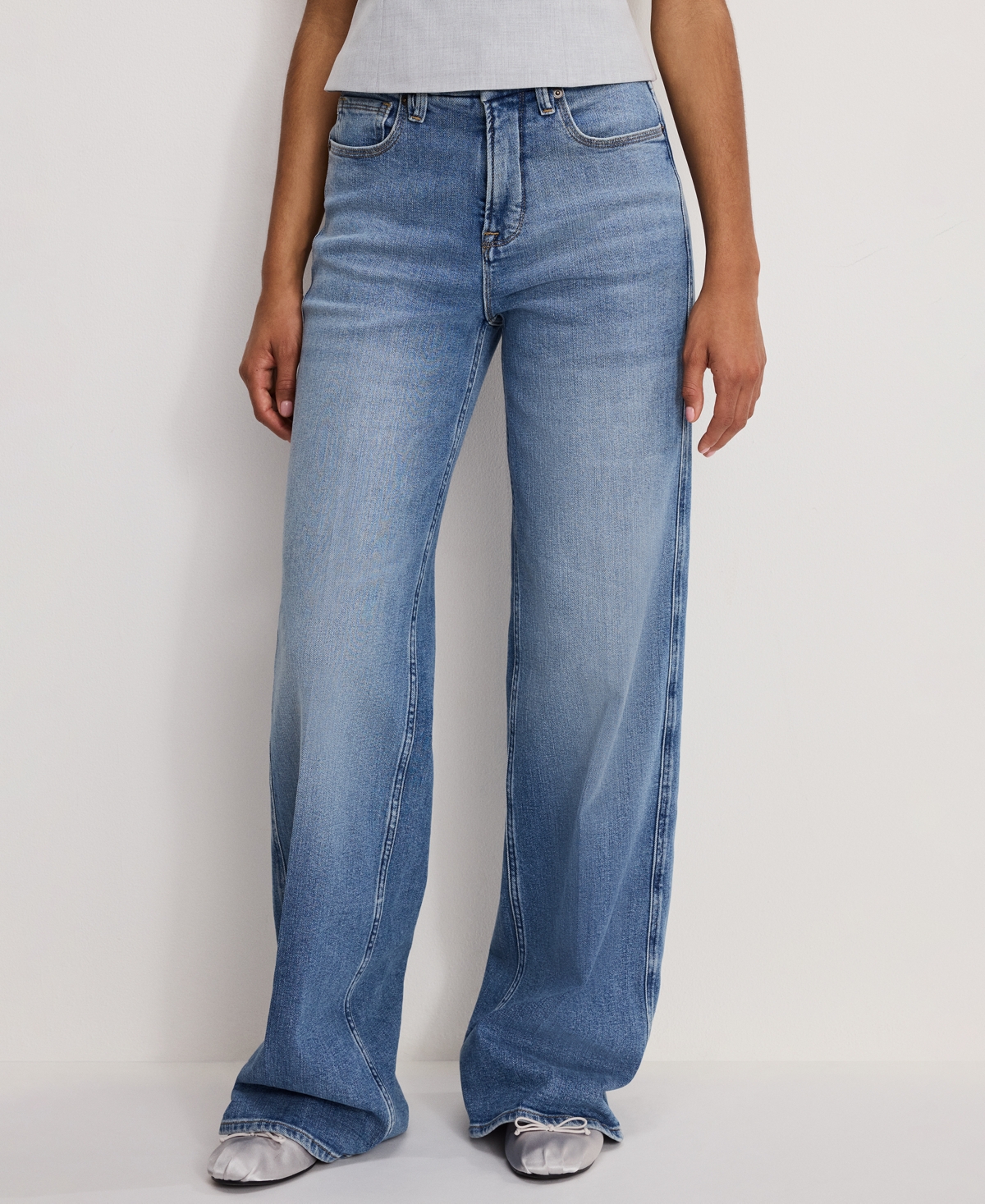 Click here for Good American Womens Skate Wide Leg Ankle Jeans -... prices