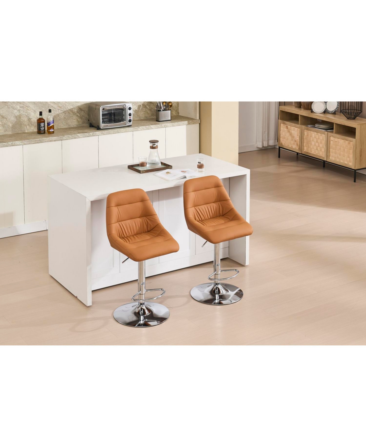 Click here for Streamdale Set of 2 Adjustable Bar Stools with Chr... prices
