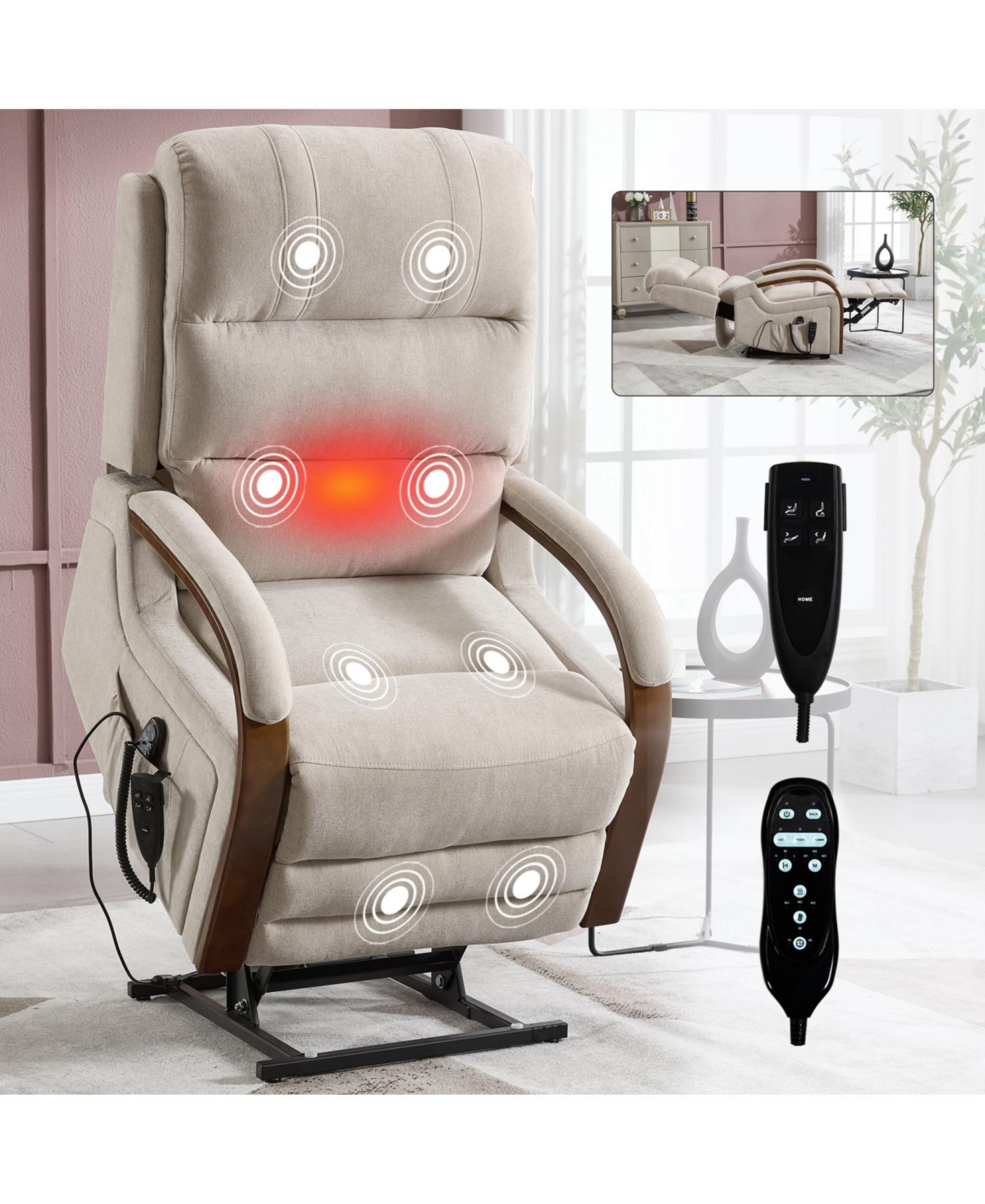 Click here for Streamdale Power Beige Chenille Lift Recliner w/ H... prices