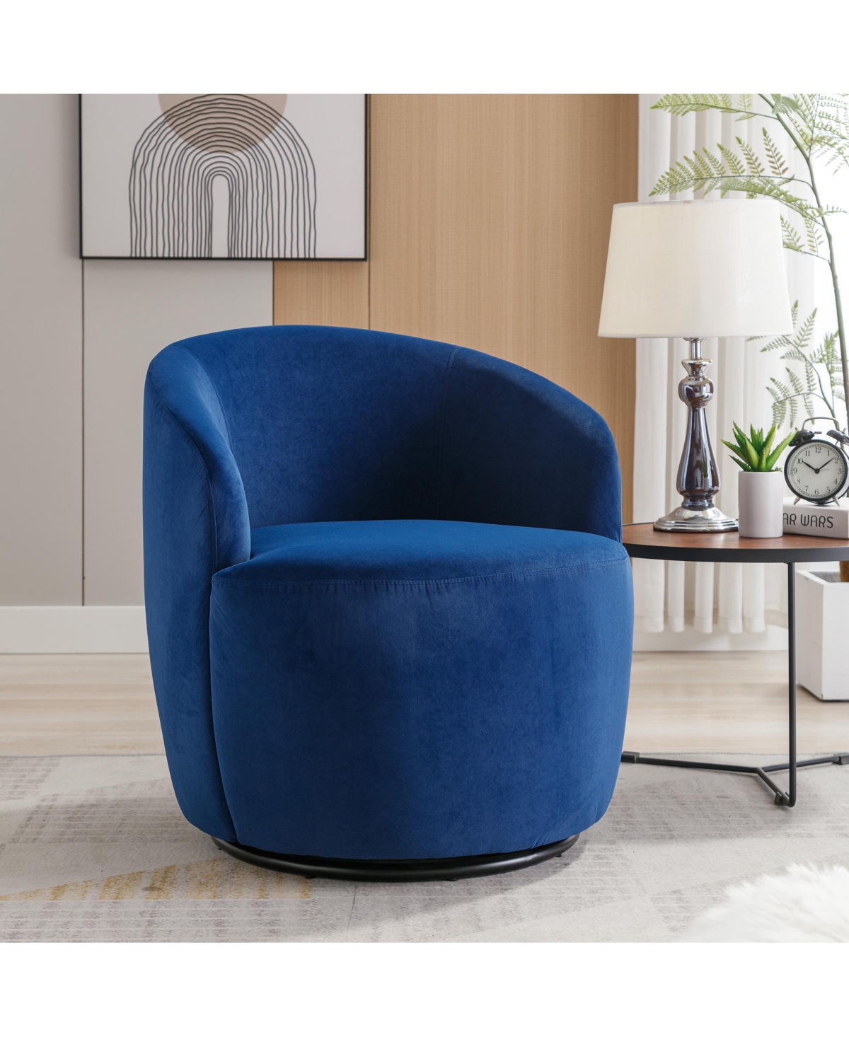 Click here for Cesicia Blue Velvet Swivel Accent Armchair With Bl... prices