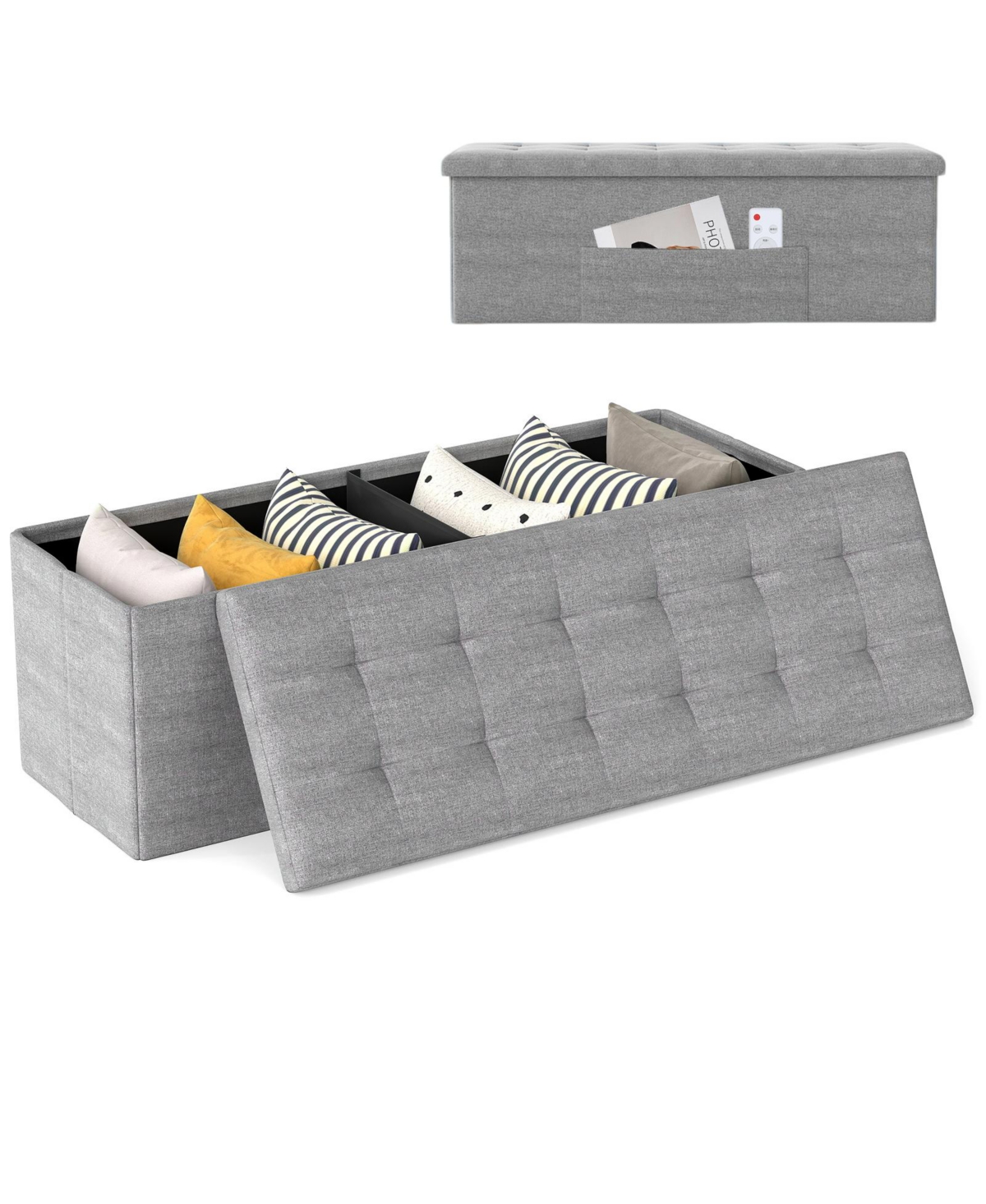 Click here for Gymax 43 Folding Storage Ottoman Bench w/ Removabl... prices
