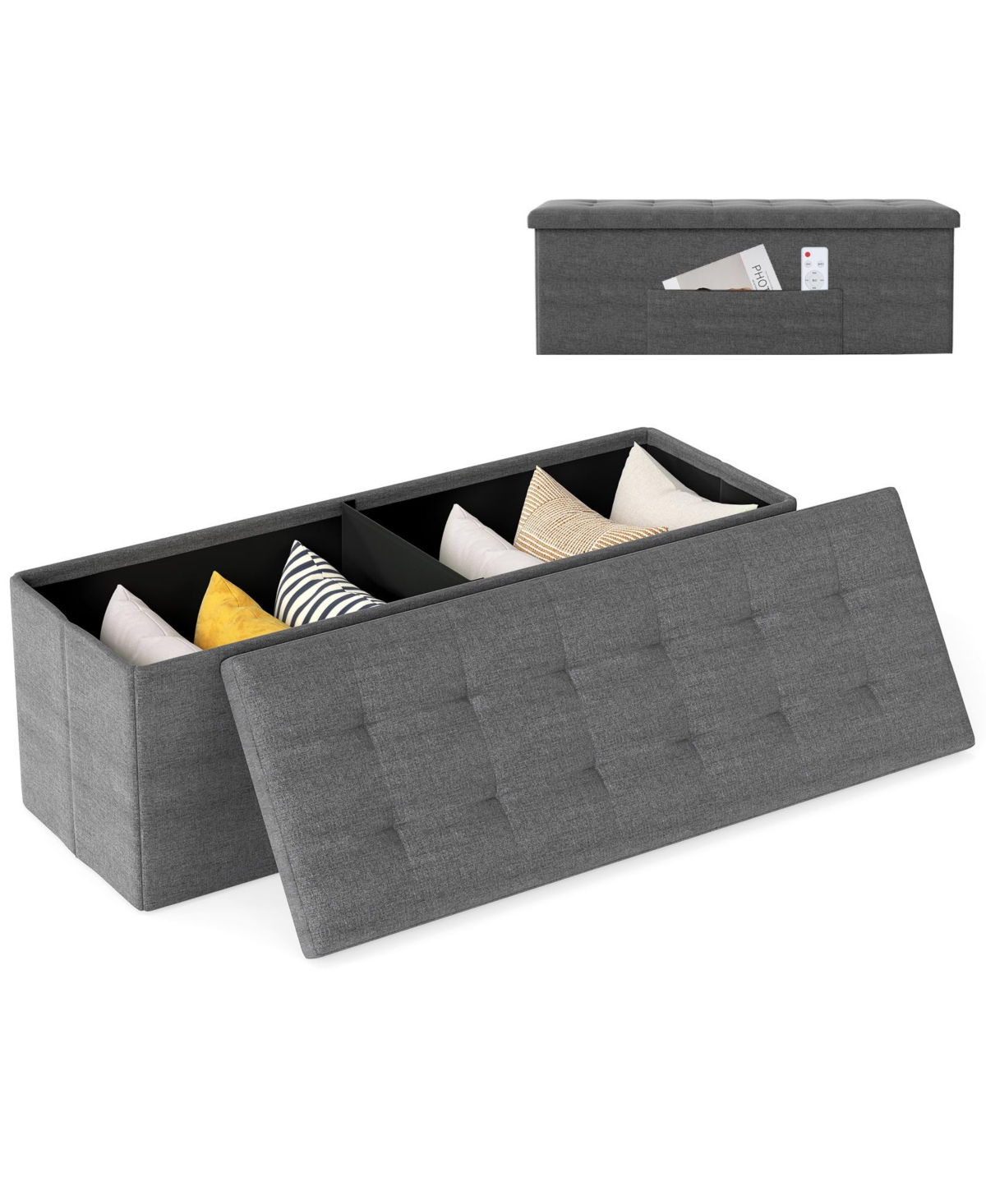 Click here for Gymax 43 Folding Storage Ottoman Bench w/ Removabl... prices