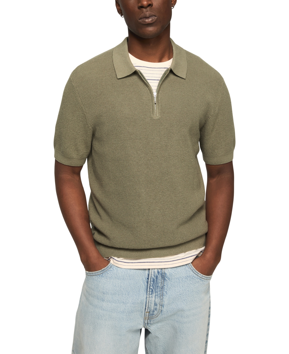 Click here for Lucky Brands Mens Quarter-Zip Polo Sweater - Sea S... prices