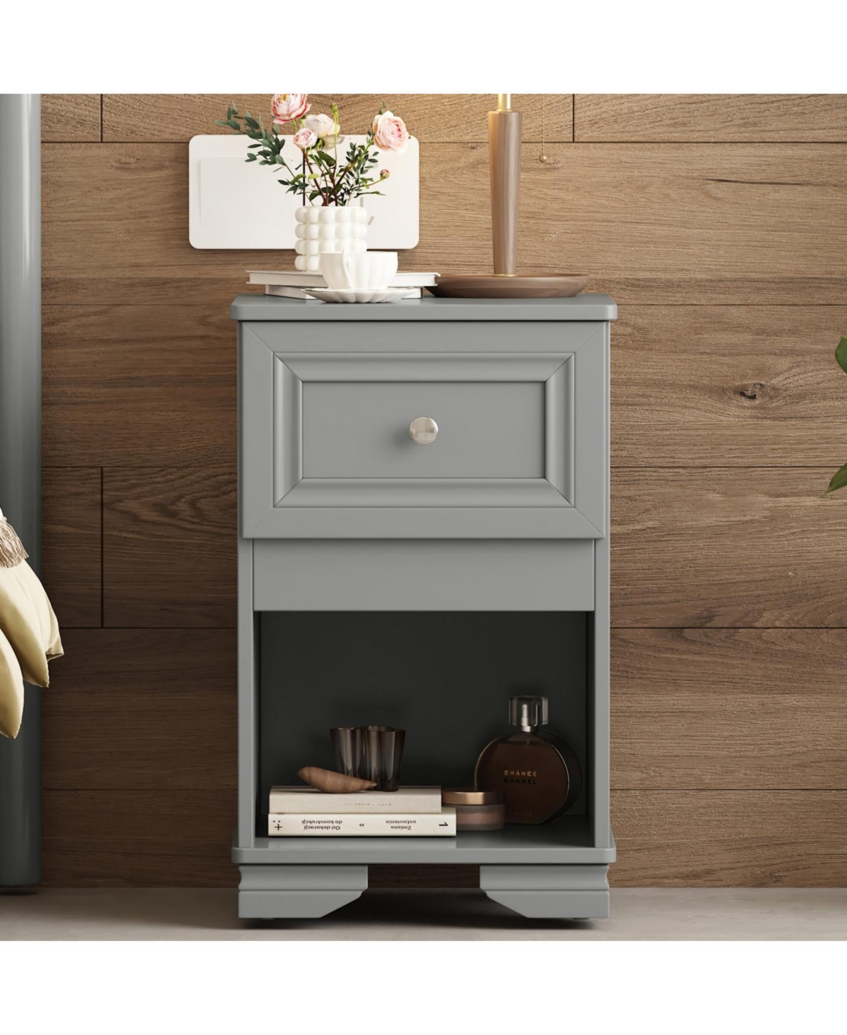 Click here for Streamdale Elegant Nightstand Classic Gray Bedside... prices