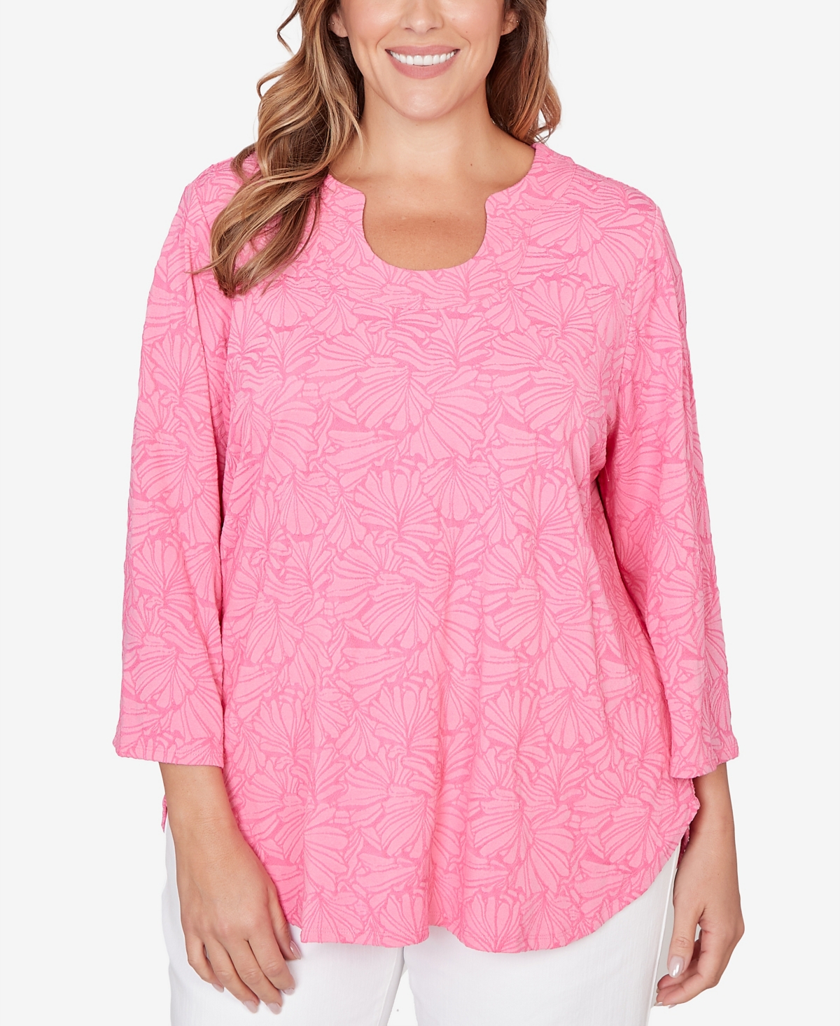 Click here for Ruby Rd. Plus Size Horseshoe Neck Solid Floral Jac... prices