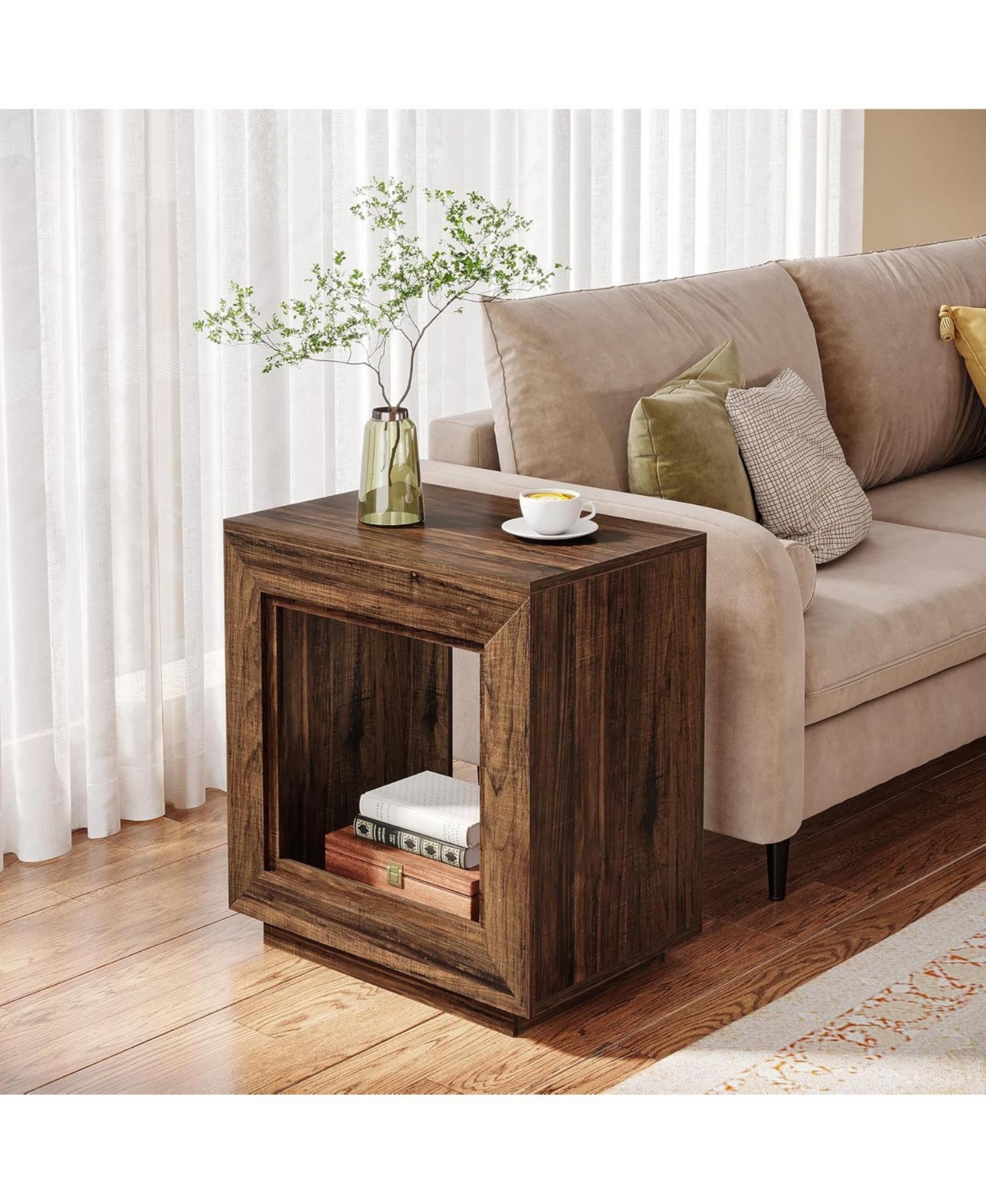 Click here for Tribesigns Rustic Wood End Table  Industrial Sofa... prices
