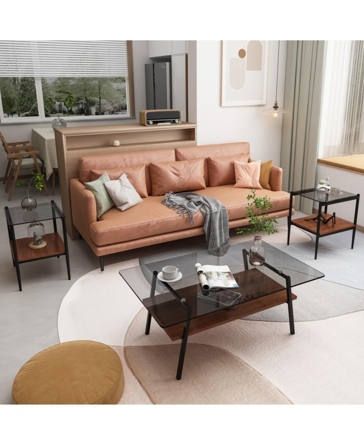 Click here for Streamdale 3-Piece Modern Gray Glass Living Room T... prices