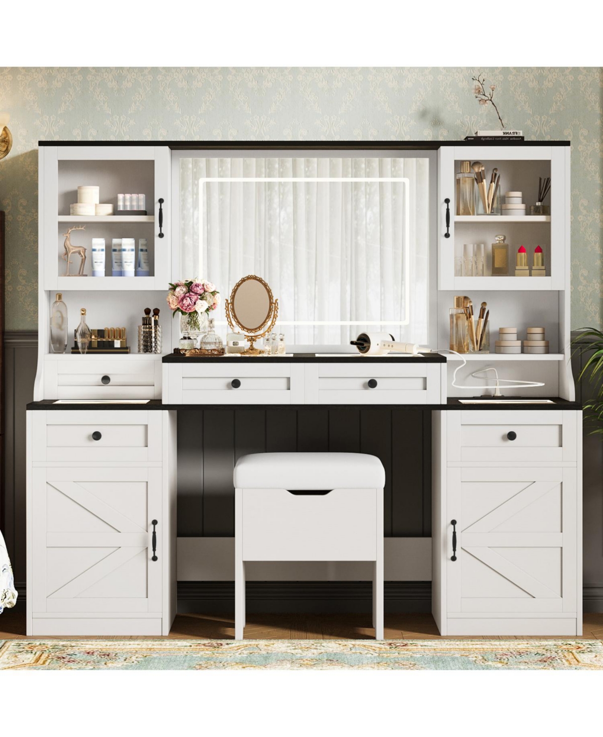 Click here for Streamdale Furniture Farmhouse Vanity Desk with Mi... prices