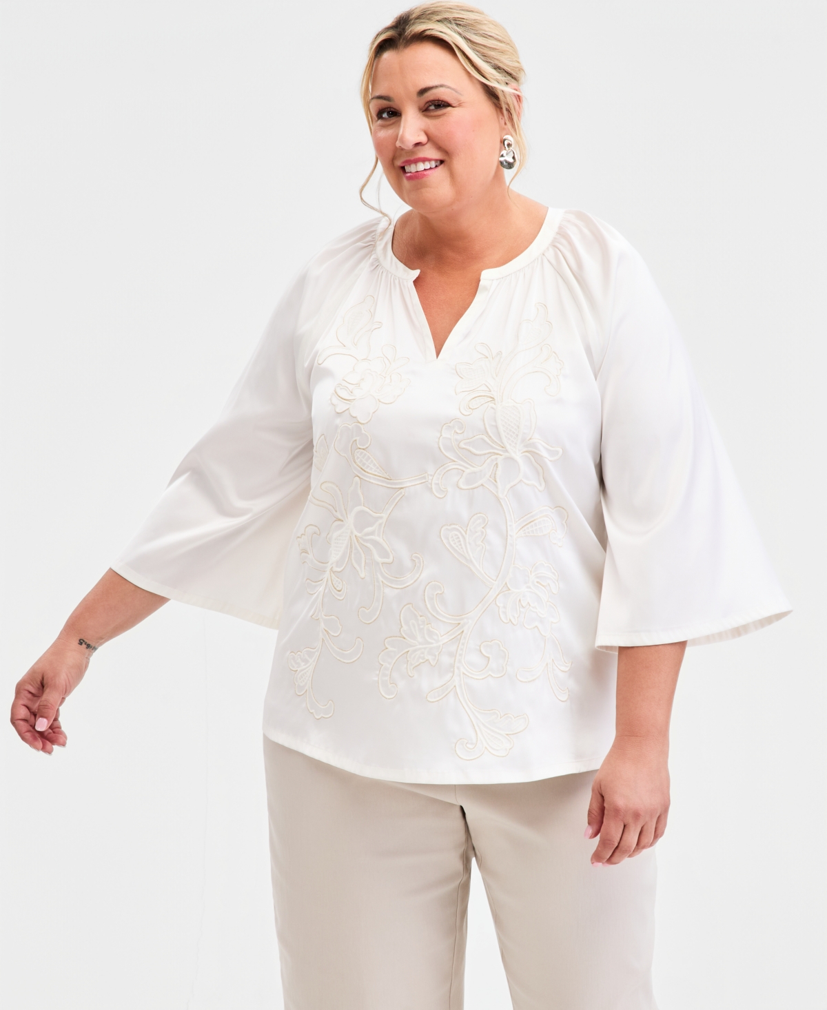 Click here for Jm Collection Plus Size Cutwork Top  Macys Exclusi... prices