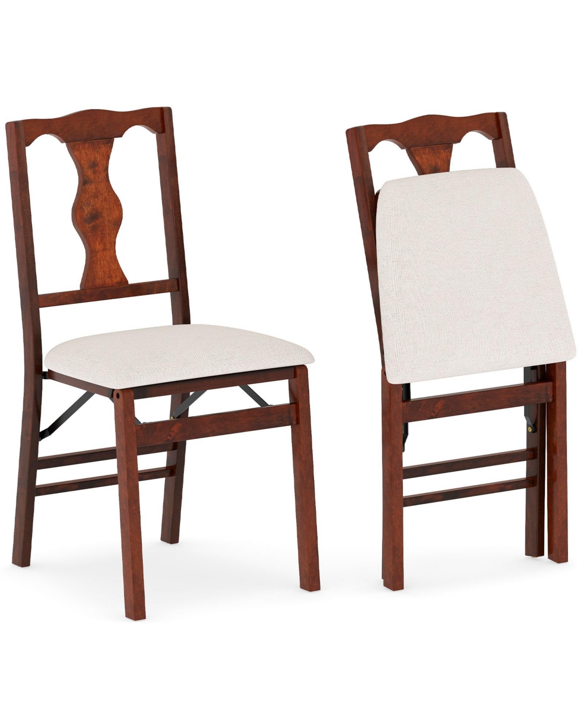 Click here for Gymax Set of 2 Folding Dining Chairs w/Rubber Wood... prices