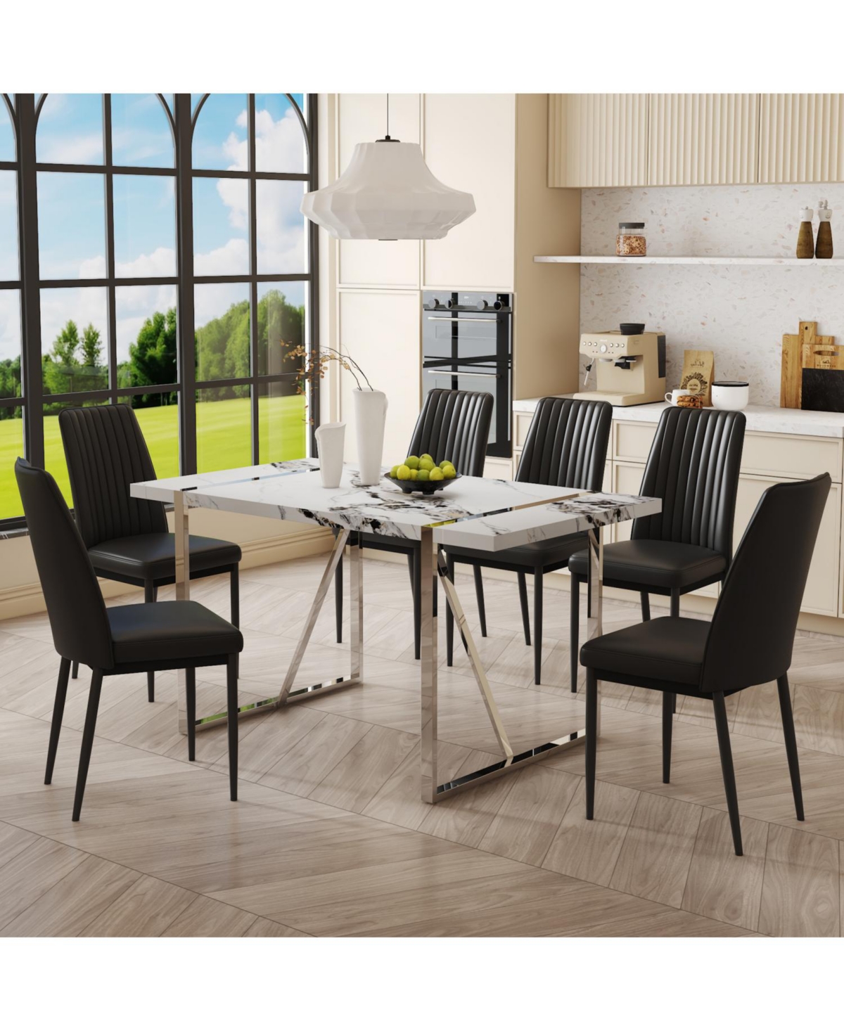 Click here for Streamdale Furniture 7-Piece Faux Marble Dining Se... prices
