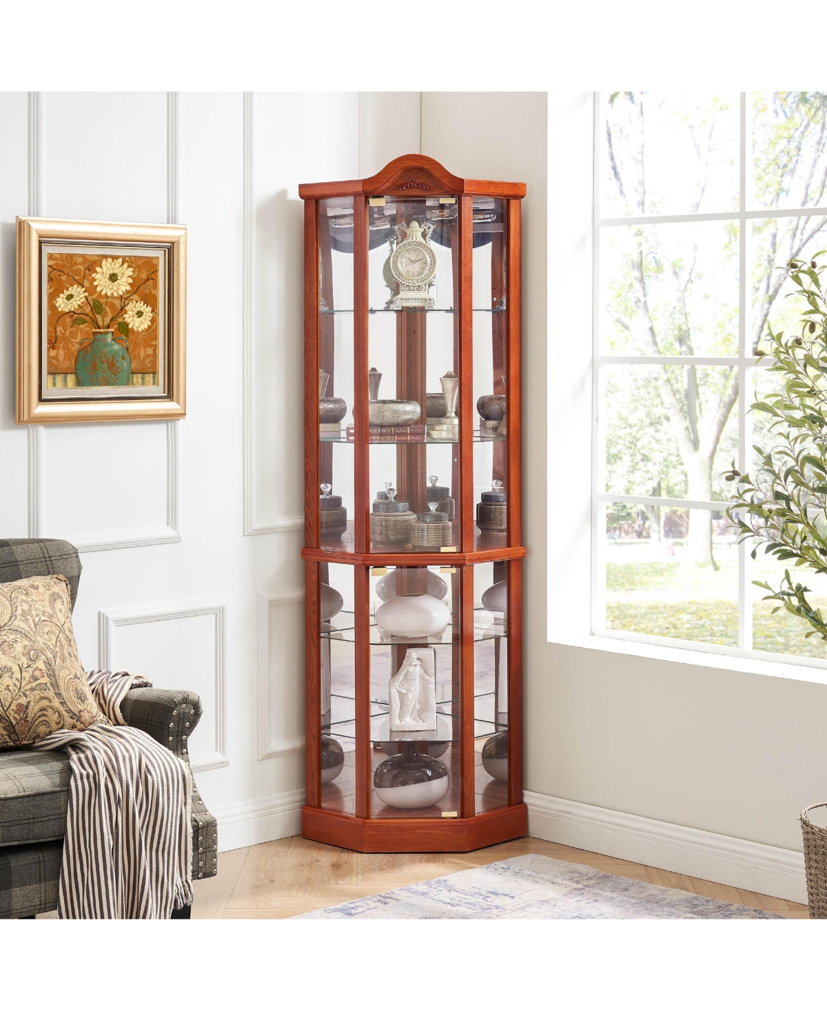 Click here for Lovmor Corner Glass Curio Cabinet Led Light Adjust... prices