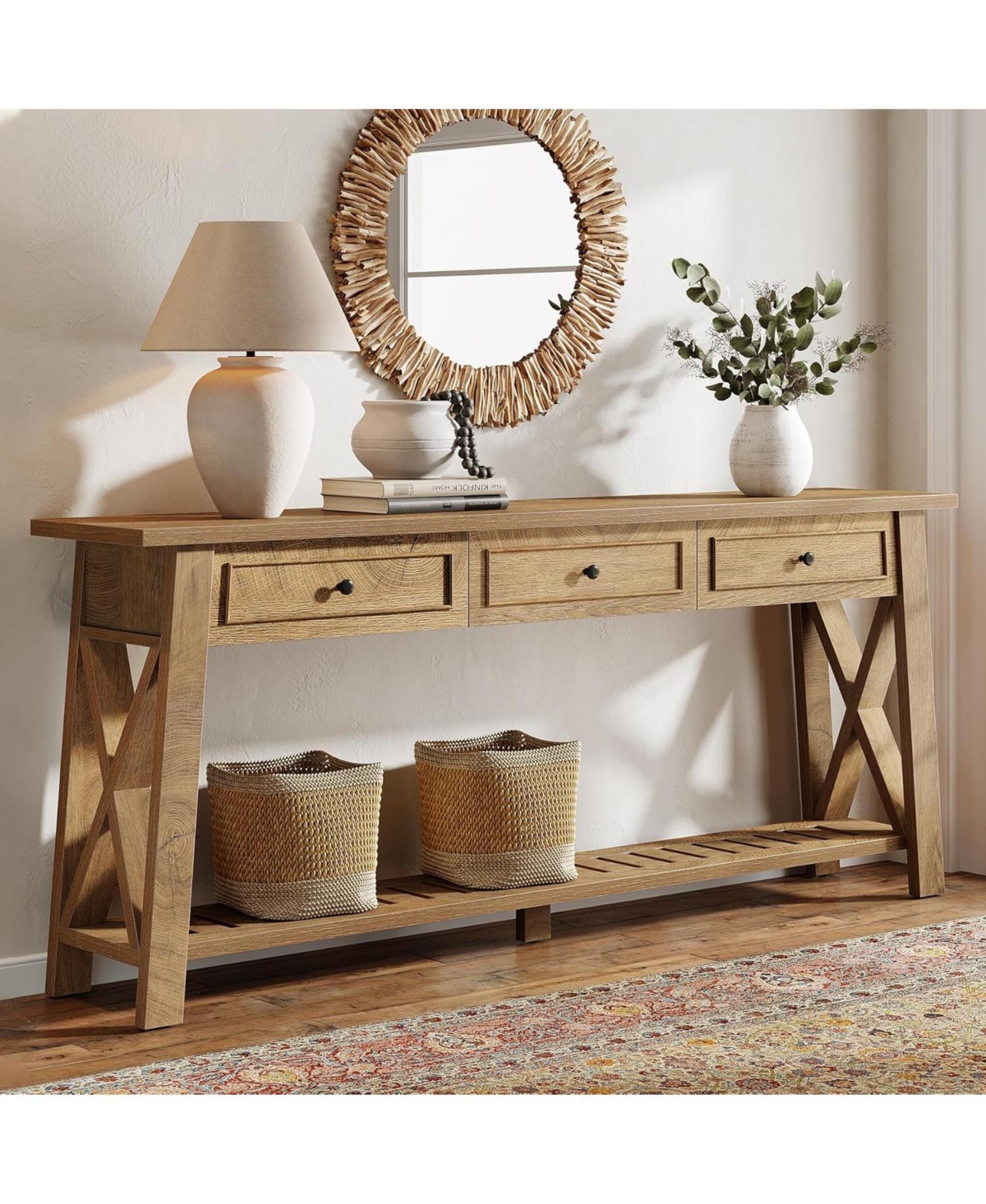 Click here for Tribesigns Console Table with 3 Storage Drawers  7... prices