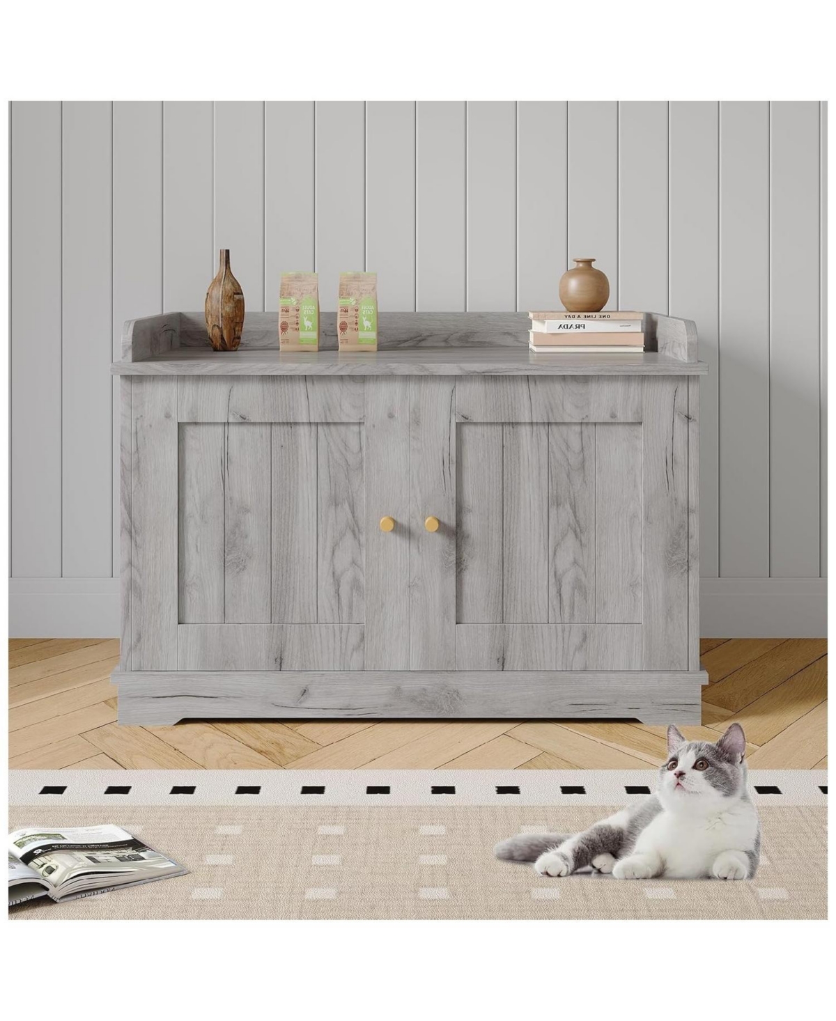 Click here for gaomon Wooden Cat Litter Box Enclosures Hidden Lit... prices